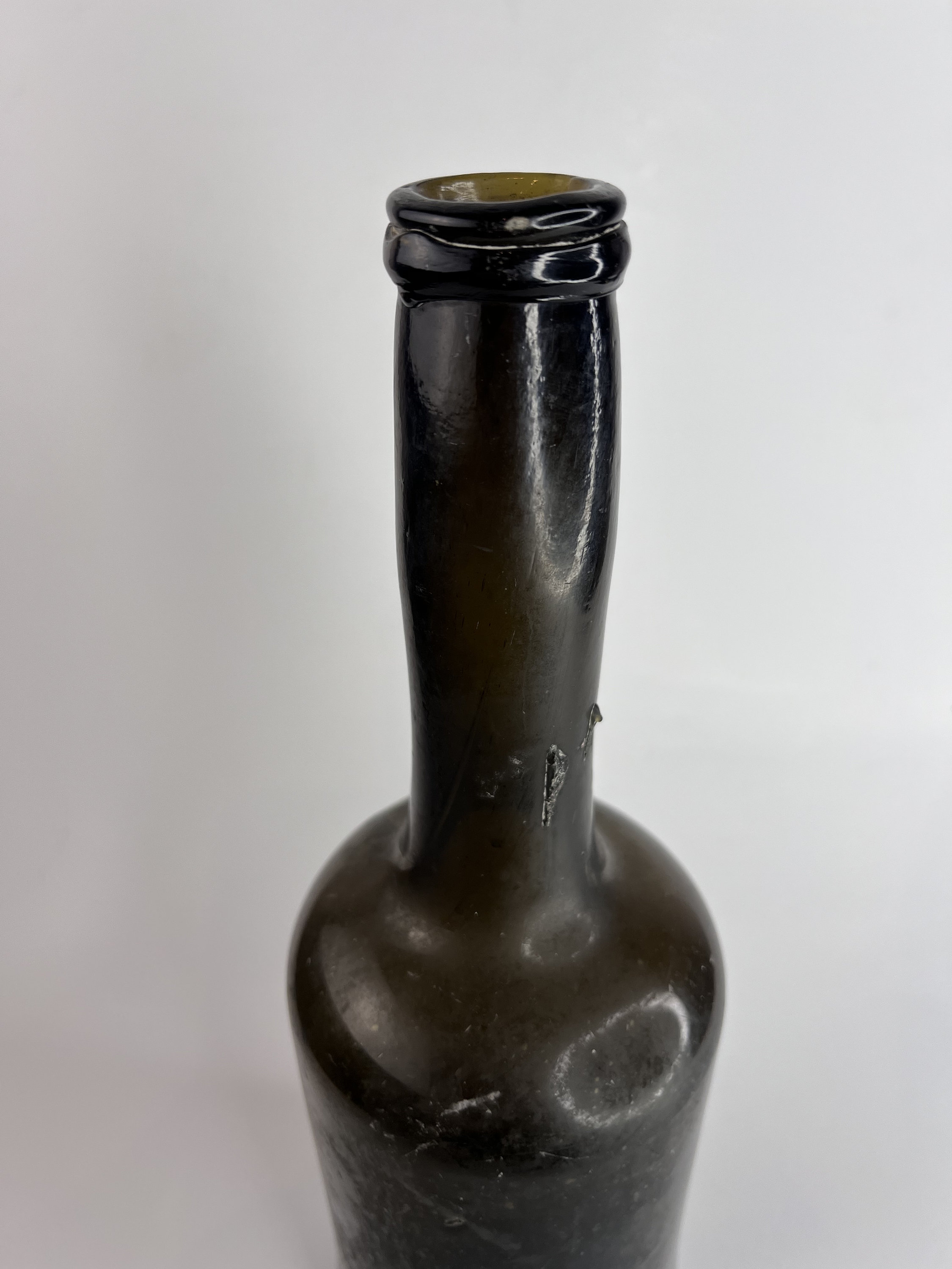 Antique Dutch Wine Bottle, Early 18th Century, Lady's Leg Black Glass ...