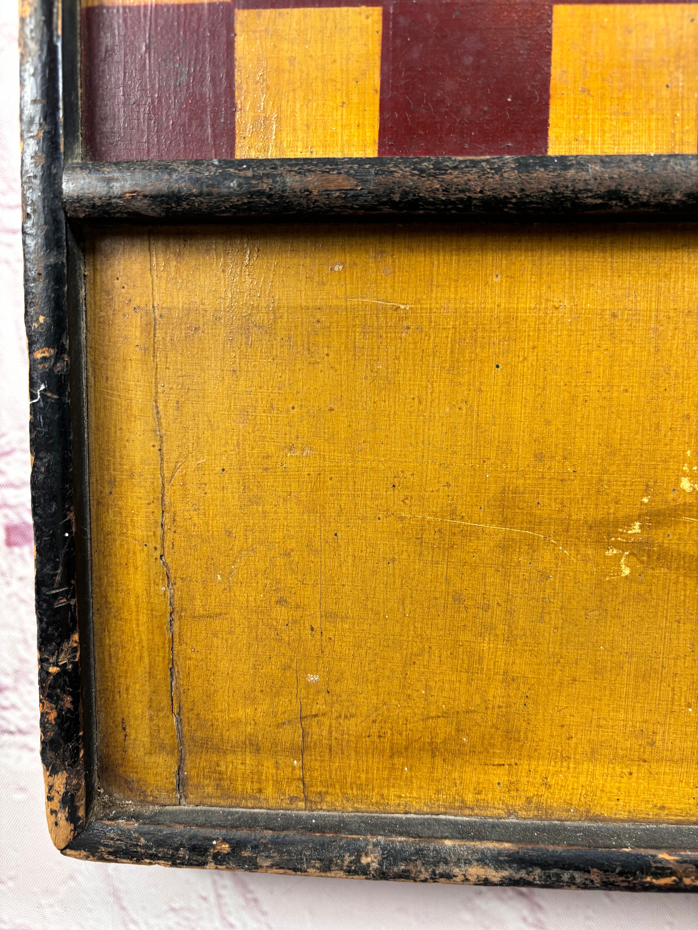 Antique Folk Art Parchesi and Checkers Gameboard in Wood and Original ...