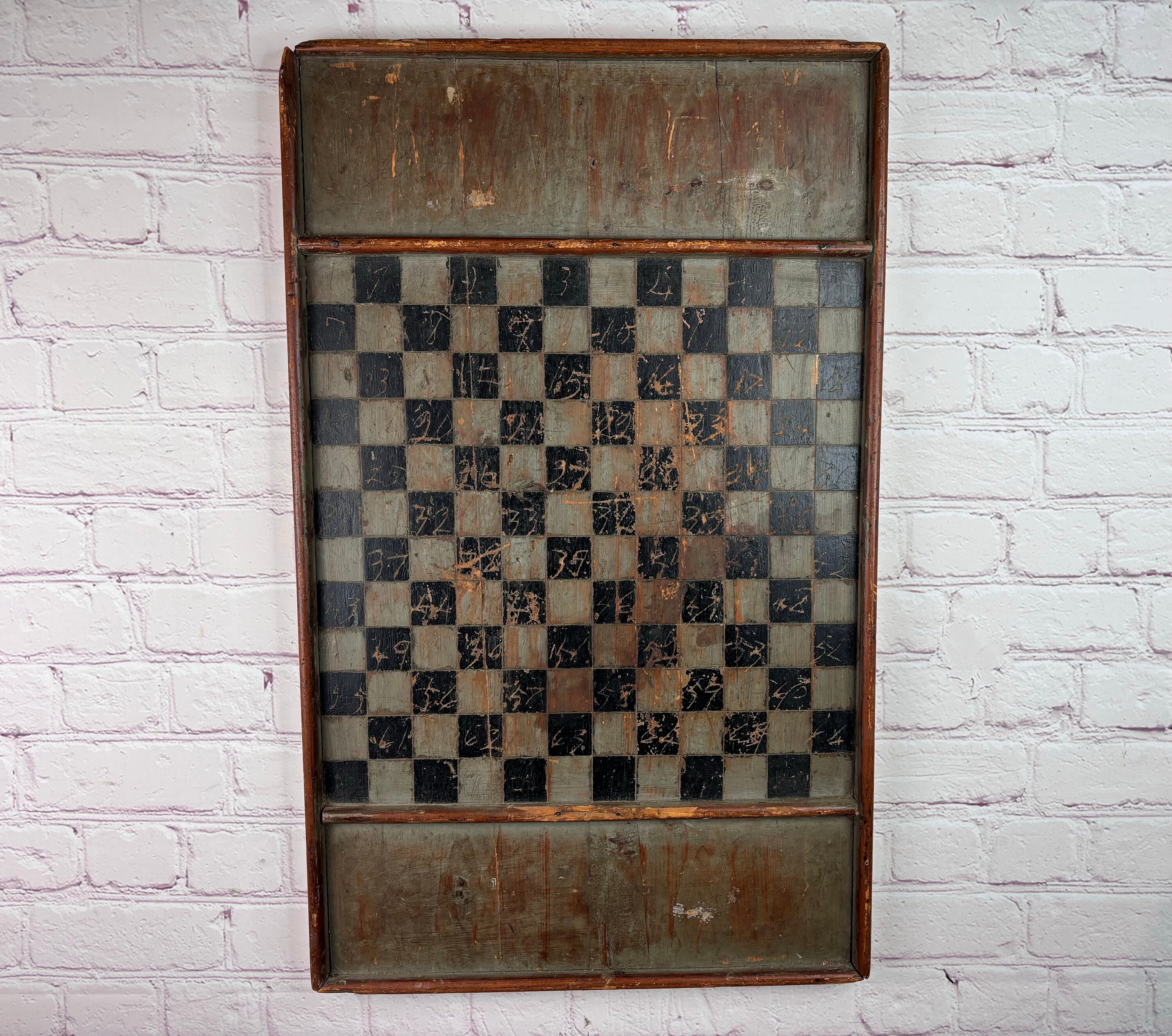 Primitive Gameboard, Antique Folk Art Checker Gameboard in Original ...