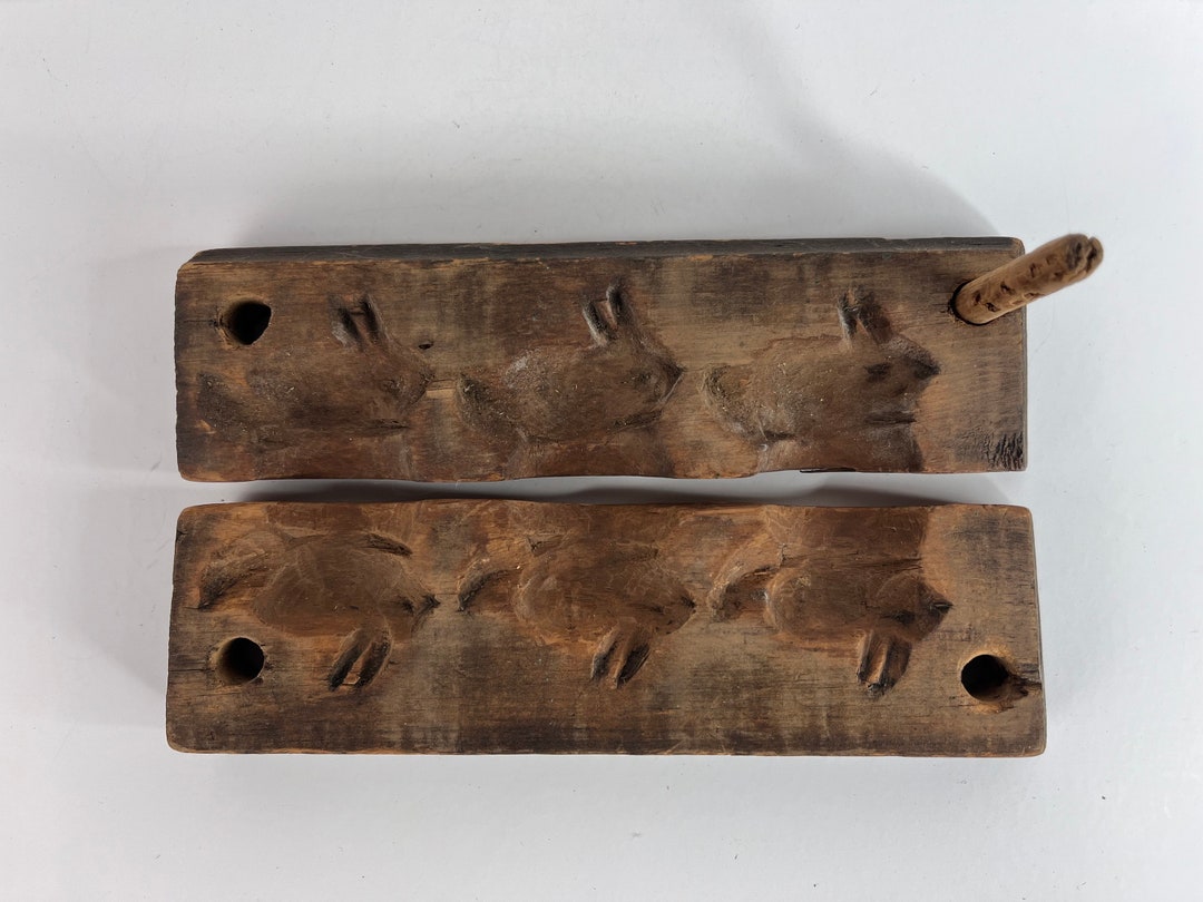 Rare Antique or Vintage Wooden Rabbits Maple Sugar Mold, Vintage Animal ...
