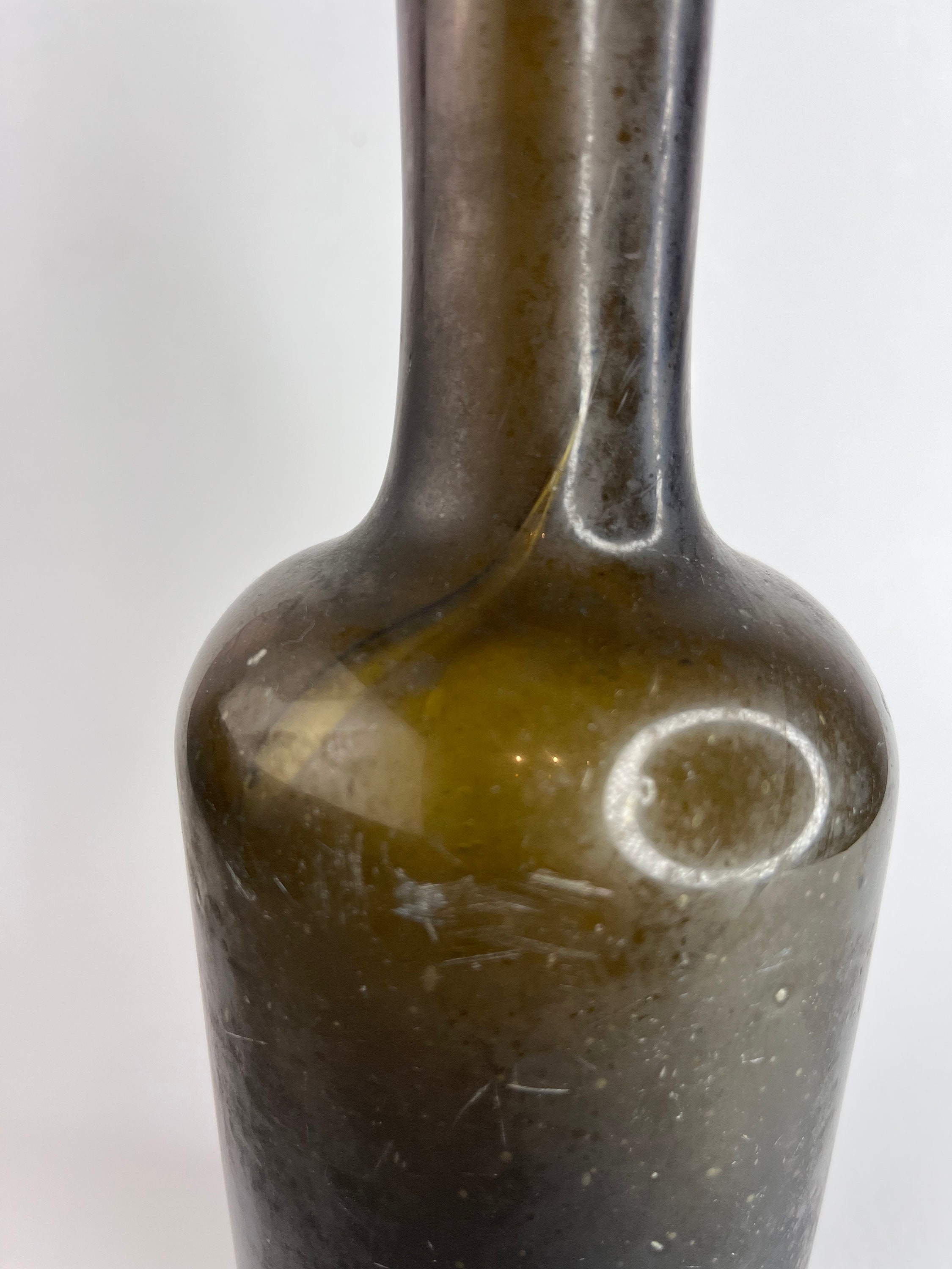 Antique Dutch Wine Bottle, Early 18th Century, Lady's Leg Black Glass ...