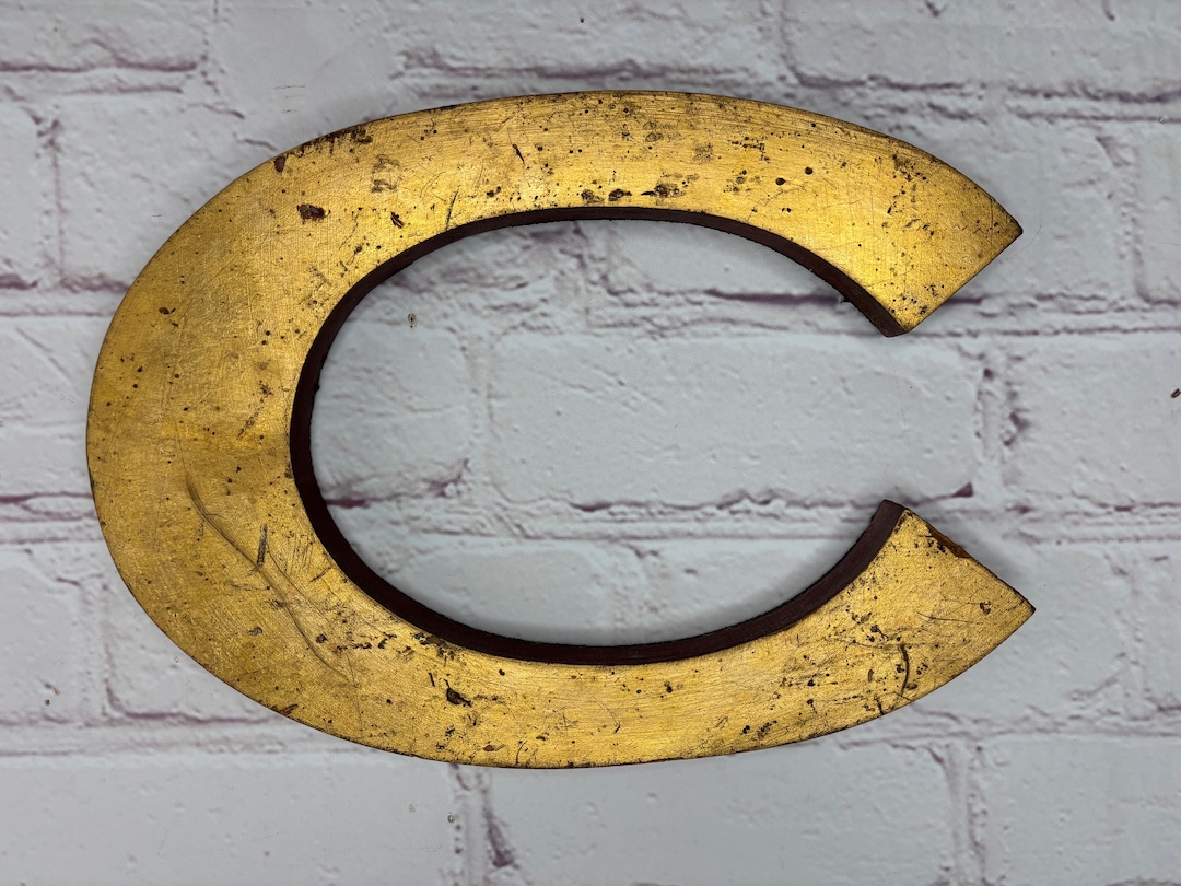 Authentic Vintage Gold Gilded Wood Letter Trade Sign , Salvaged Vintage ...