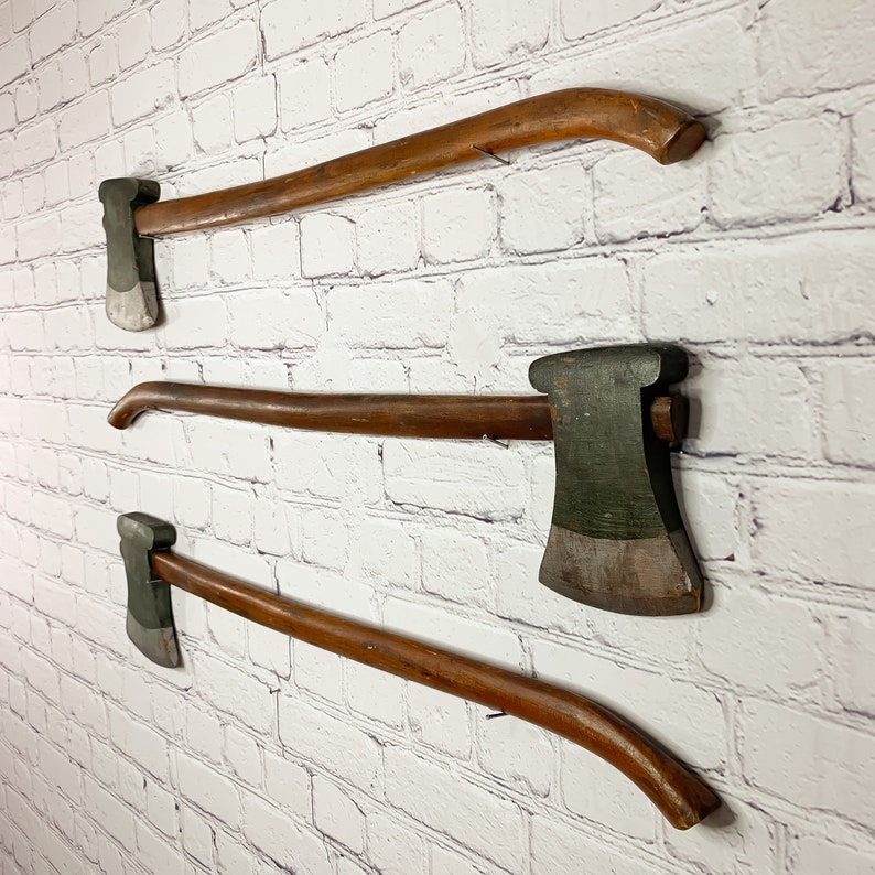 Antique Odd Fellows Lodge Ceremonial Wooden Axes, Antique Folk Art Carved Wooden Axe ...