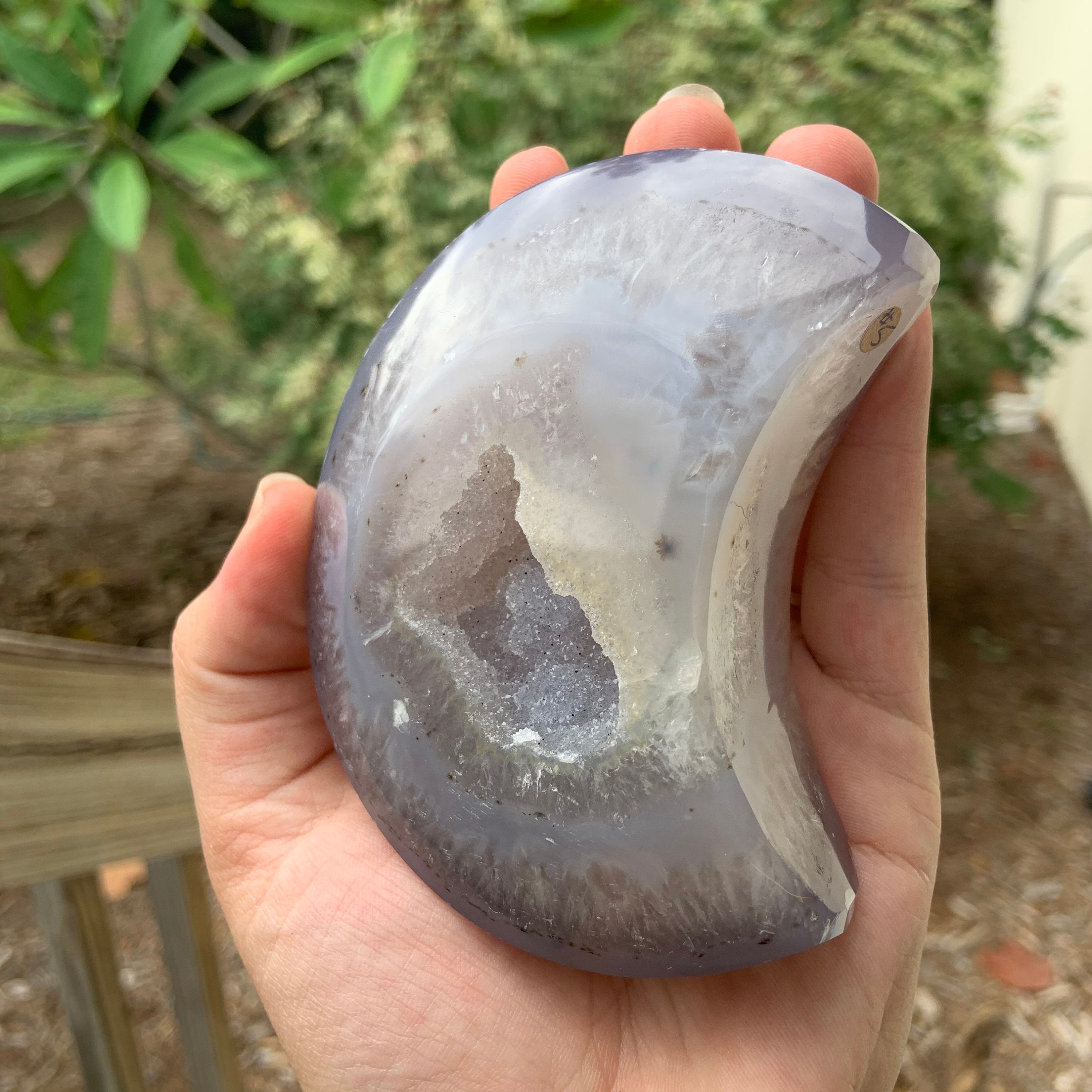 Crystal Moon Stone Crystal Crescent Moon Druzy Geode | Etsy