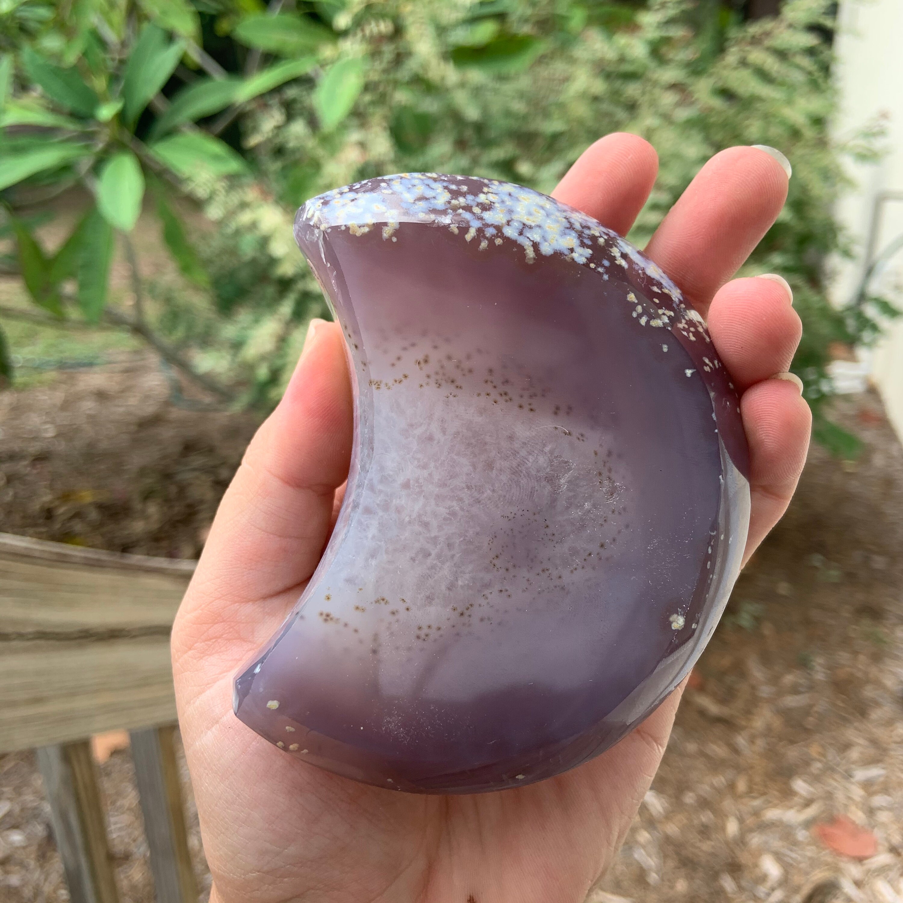 Crystal Moon Stone Crystal Crescent Moon Druzy Geode | Etsy