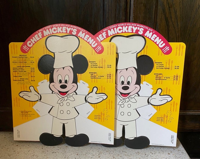 Mickey Disney Menu. 90s Mickey Cardstock Menu. Mickey 1992 Collectible ...