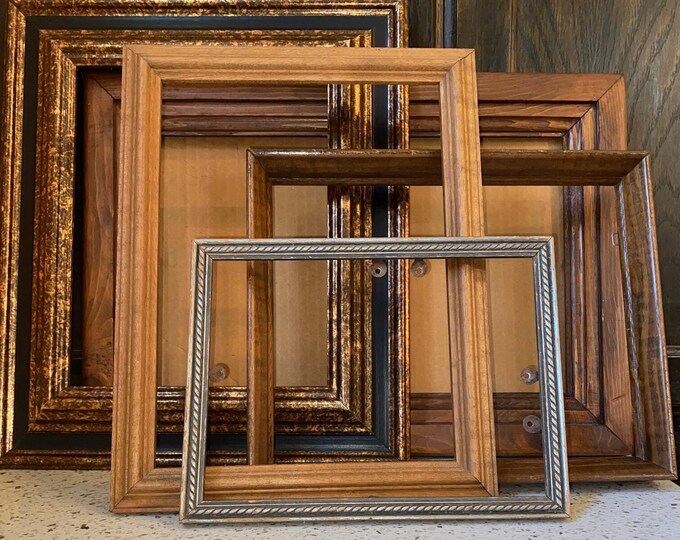 5 Old Frames. Old Bevel Wood Frames. Vintage Ornate Wall Frames ...