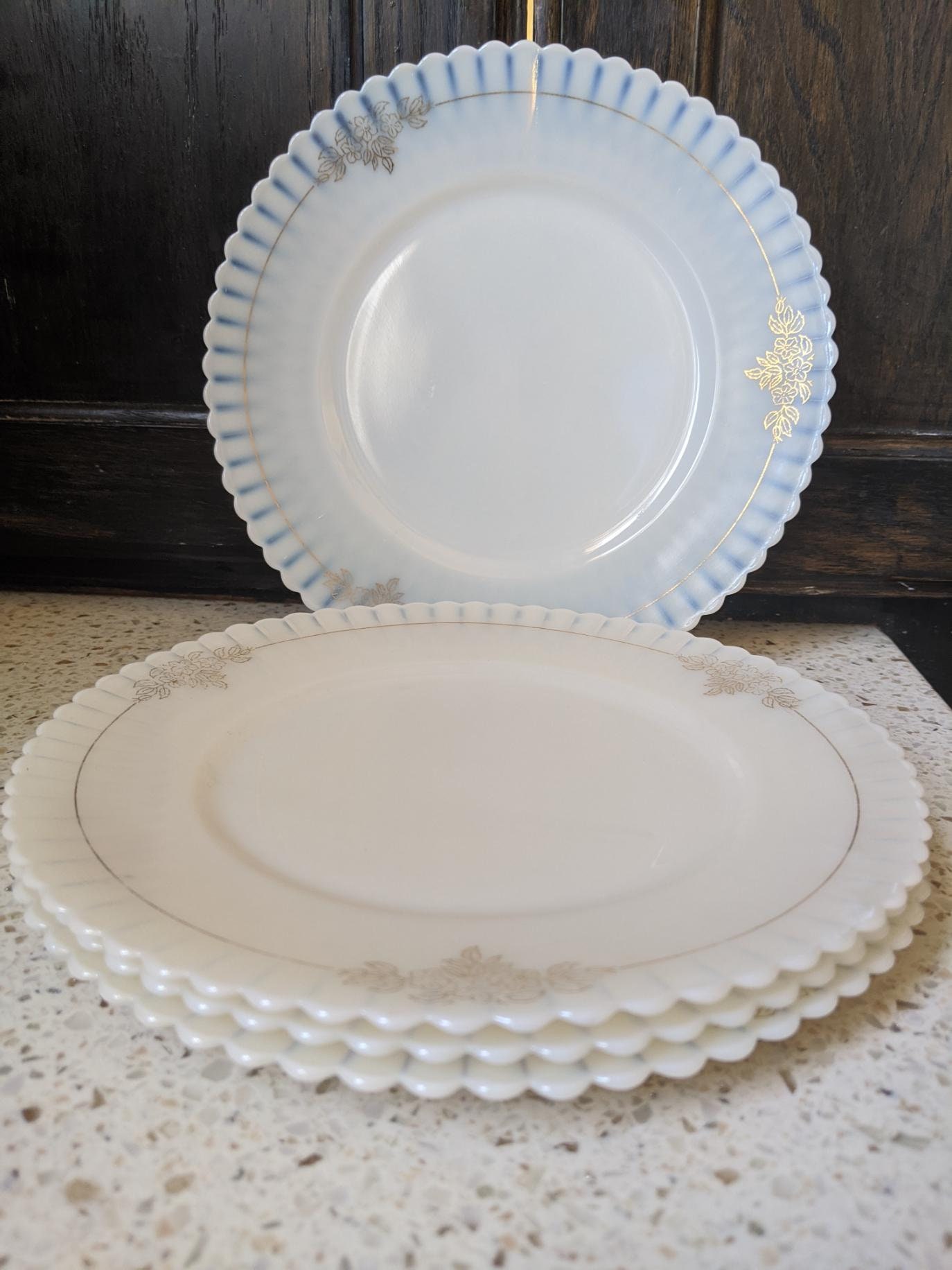 4 Translucent Plates. Tinted Scalloped Glass Plates. Vintage - Etsy