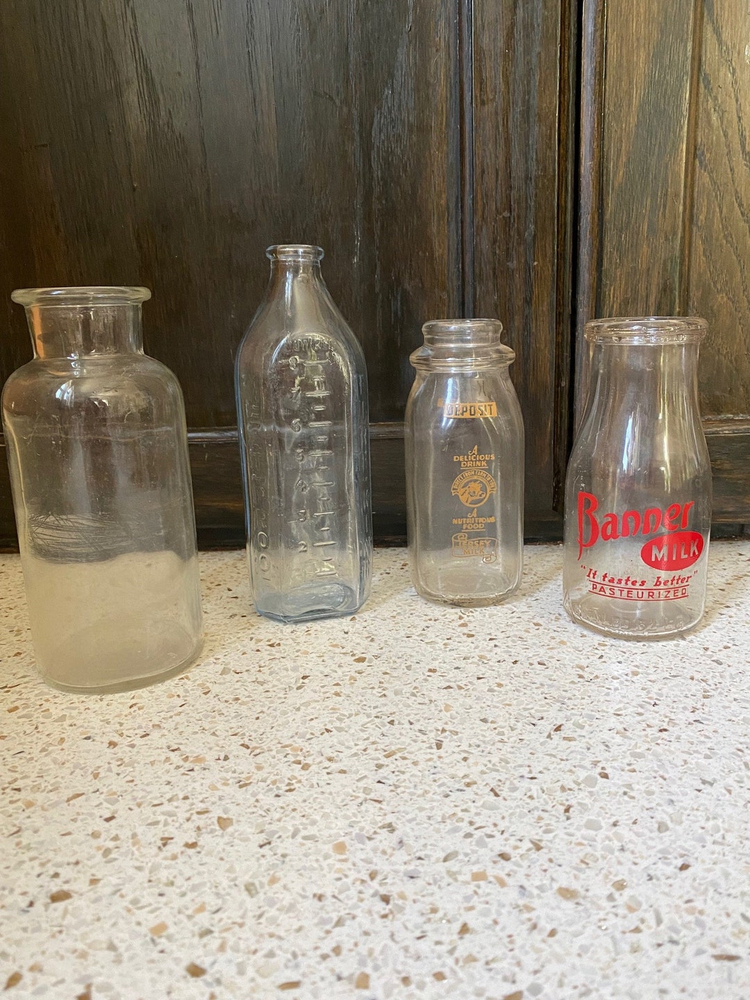 Glass Milk Bottle. Vintage Glass Milk Bottles. 3 Marked/embossed ...