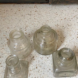 4 Old Ink Bottles. Sheaffer's Ink Bottle. Glass Fountain Pen Holder ...