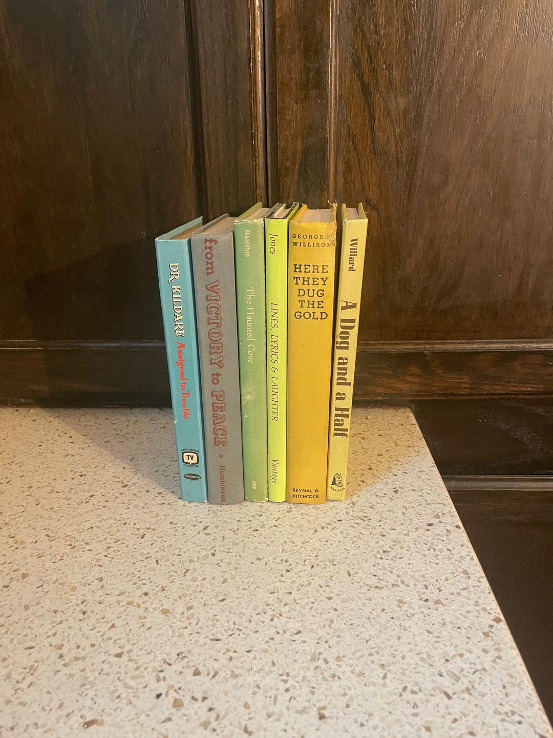 6 Colorful Old Books. Blue, Green, Yellow Hardbacks. Youth Young Adult ...