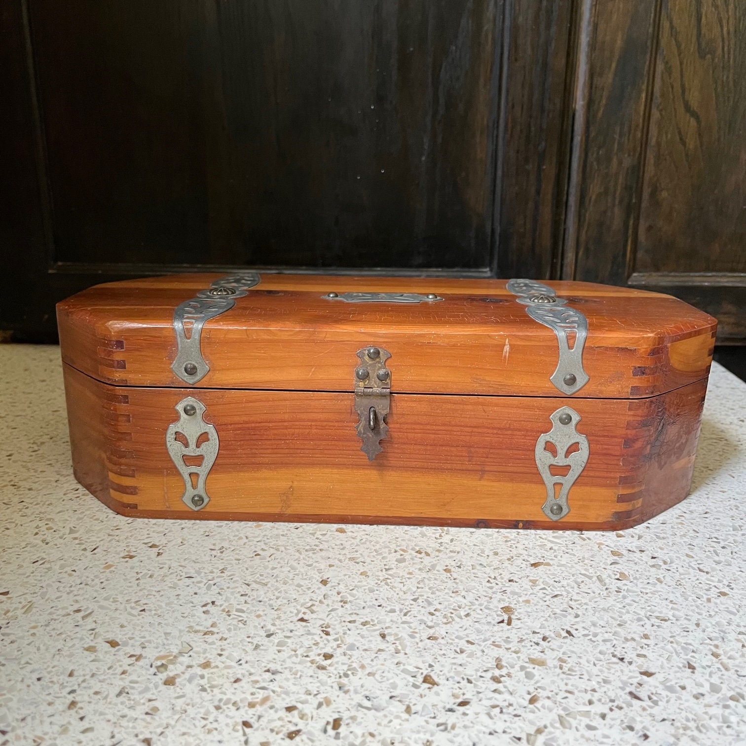 Wooden Octagon Box With Metal Details. Oblong Treasure - Etsy