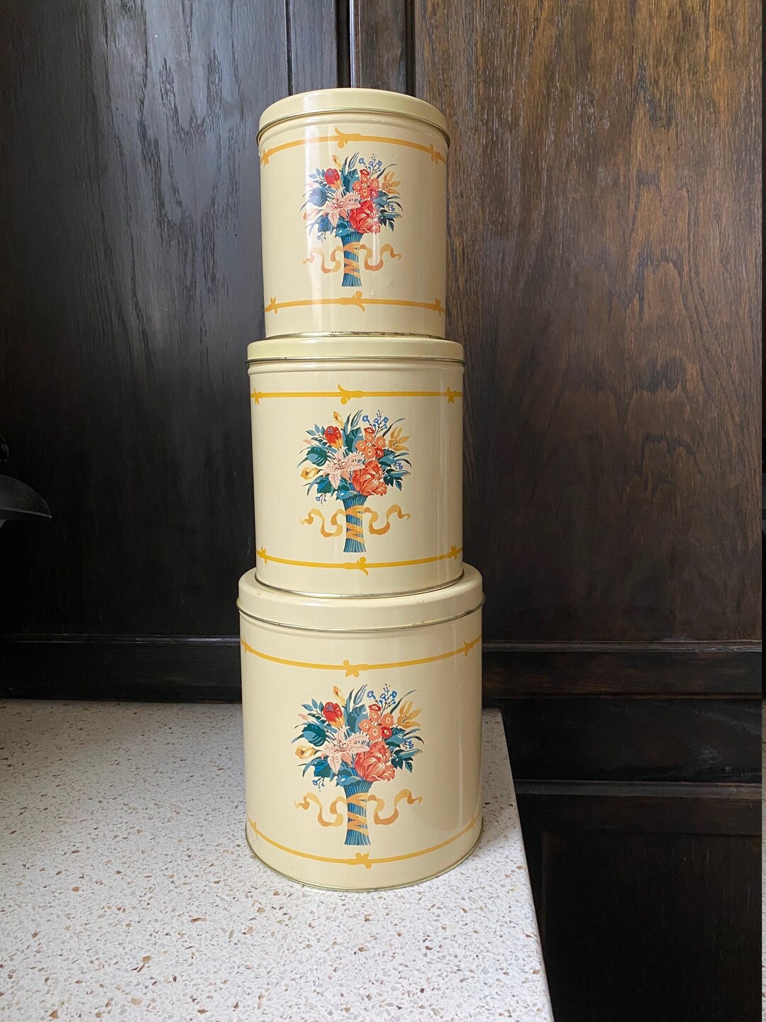 Floral Storage Tin. 1990s Floral Metal Canister. Vintage Retro Hallmark ...