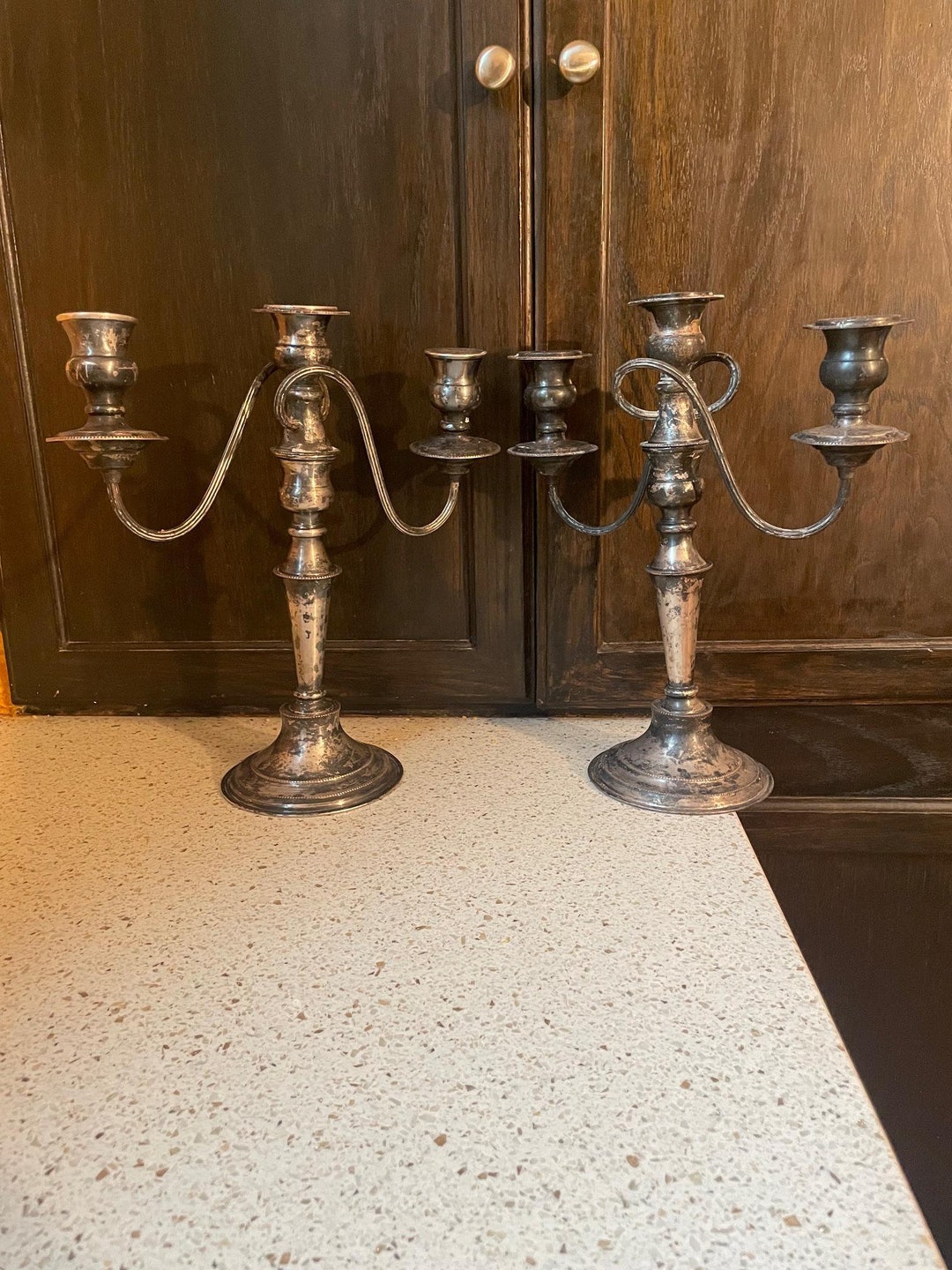 Art Nouveau Candelabra. Distress Silver Candelabra. Mystery Mood Worn ...