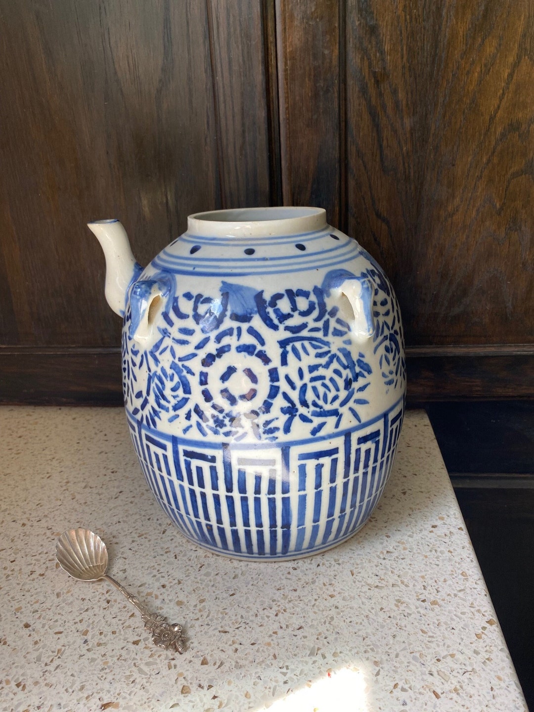 Chinese Water Jug. Large Wedding Teapot. Blue and White Wine Jug. Large ...
