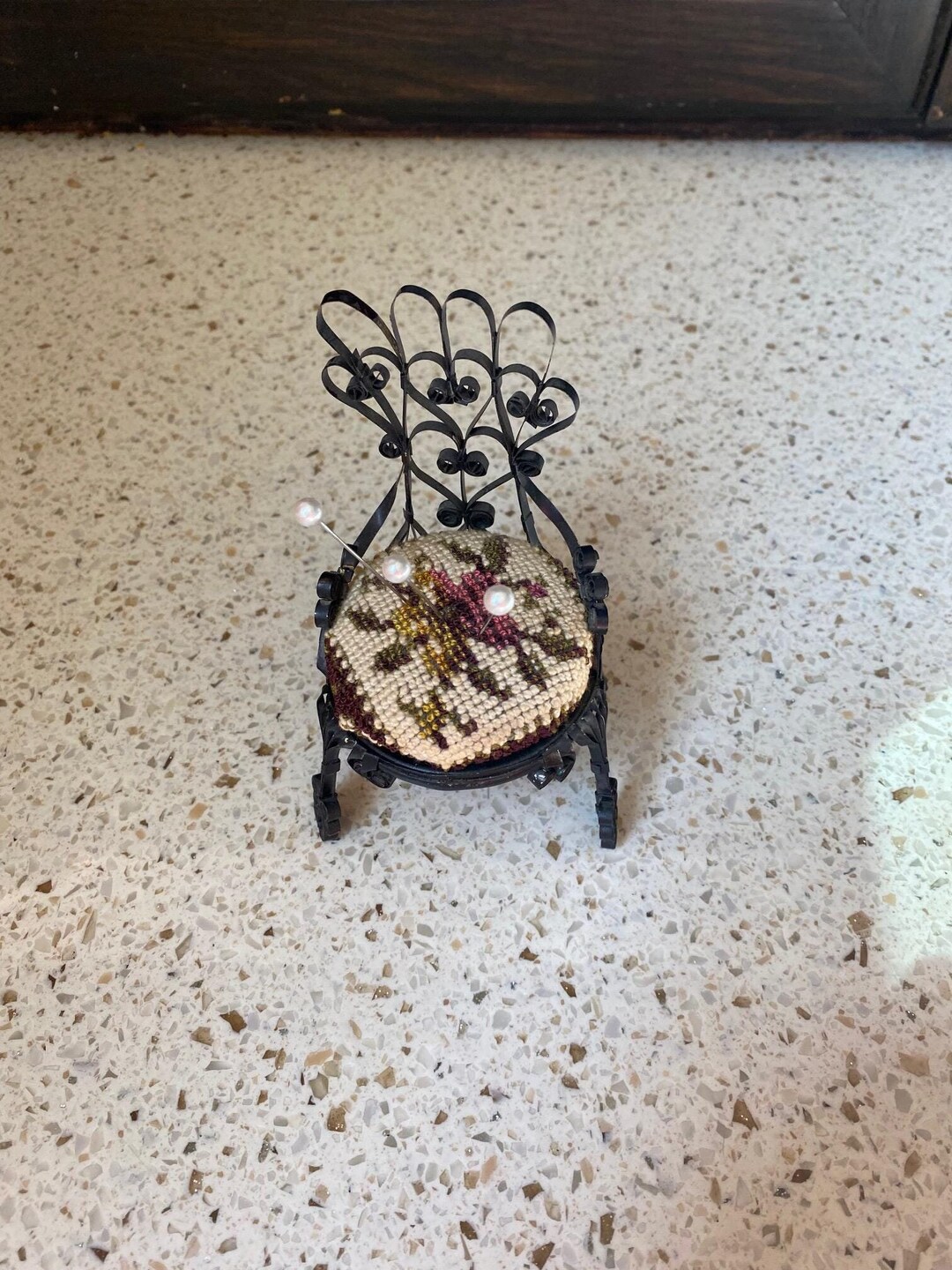 Metal Pin Cushion Chair. Victorian Pin Cushion. Collector Miniature ...
