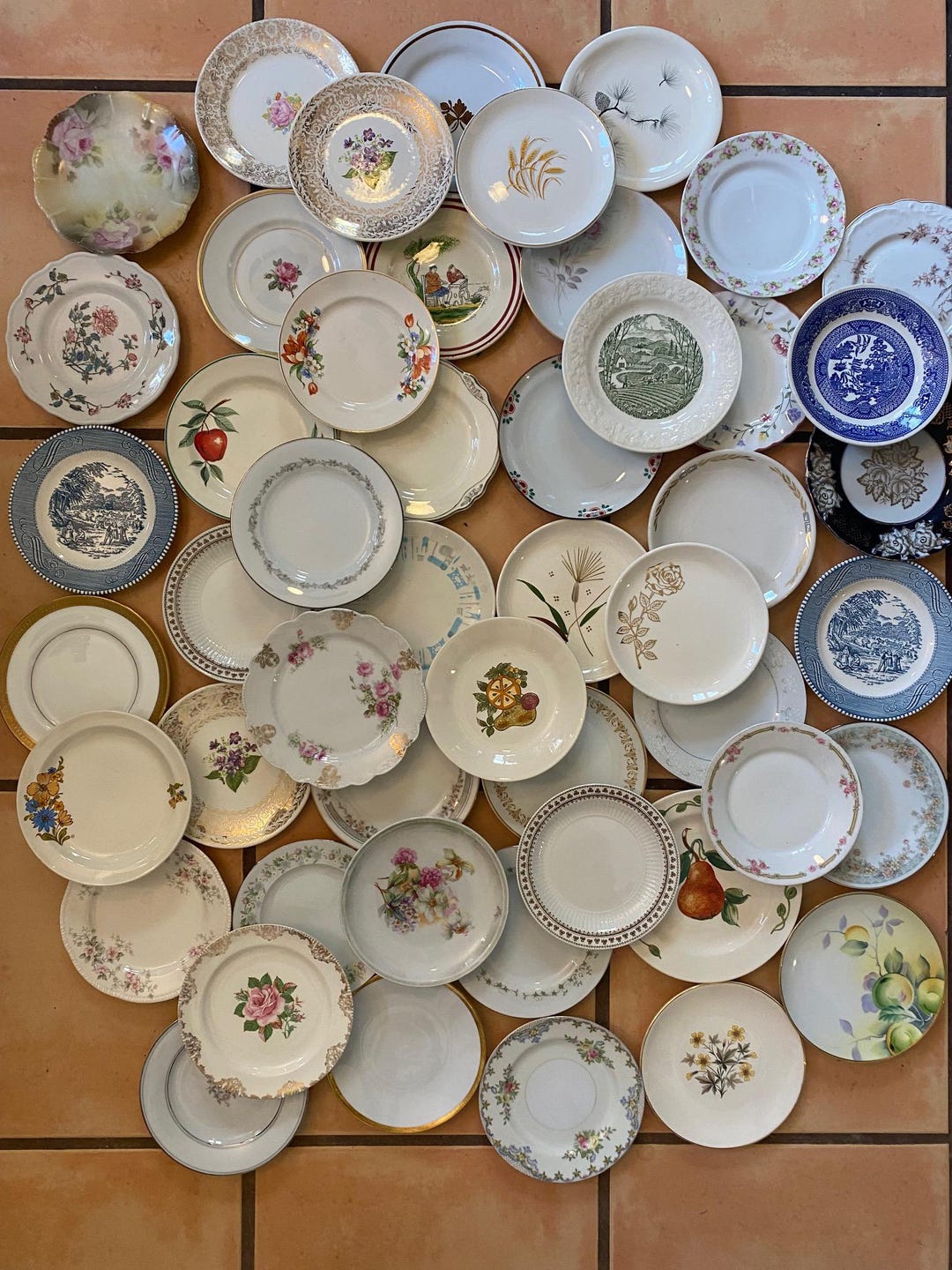 Set Cake China Plates. Mix Match Dessert/cake Plates. Vintage Retro Mix ...