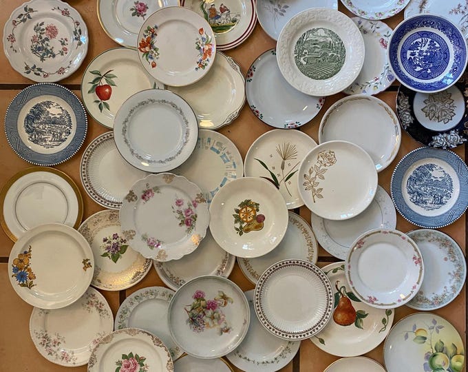6 Enamelware Dinner Plates, Deep Dish Design, Blue With White Speckles ...