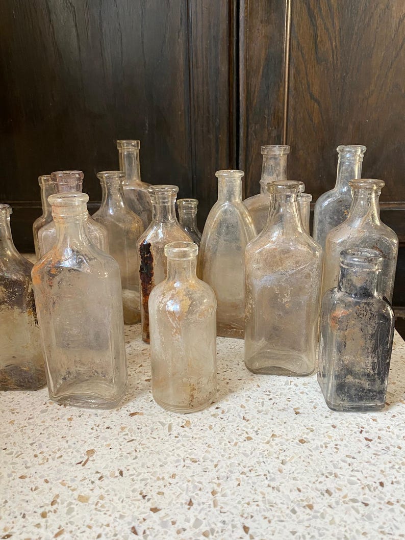 Sets Old Worn Bottle. Clear Worn, Stained Bottle. Creepy, Halloween ...