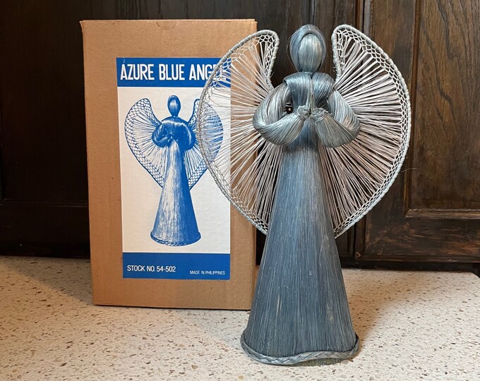 Azure Blue Angel. Straw Grass Angel. Light Blue Tree Topper, Table ...