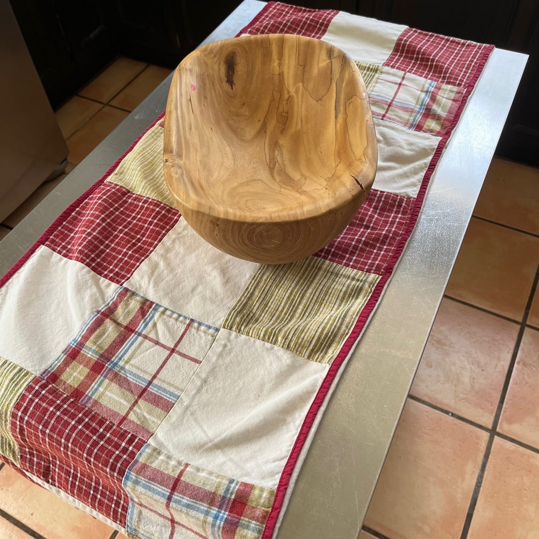 Patch Table Runner. Vintage Patch Work Table Runner. Faux Quilt Runner ...