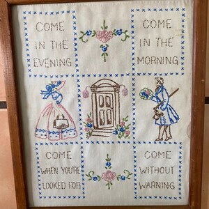 Framed Welcome Decor. Framed Victorian Embroidery. Vintage - Etsy