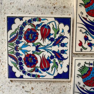 3 Vintage Turkish Tiles. Turkish Tulip Traditional Design Tiles. Blue ...