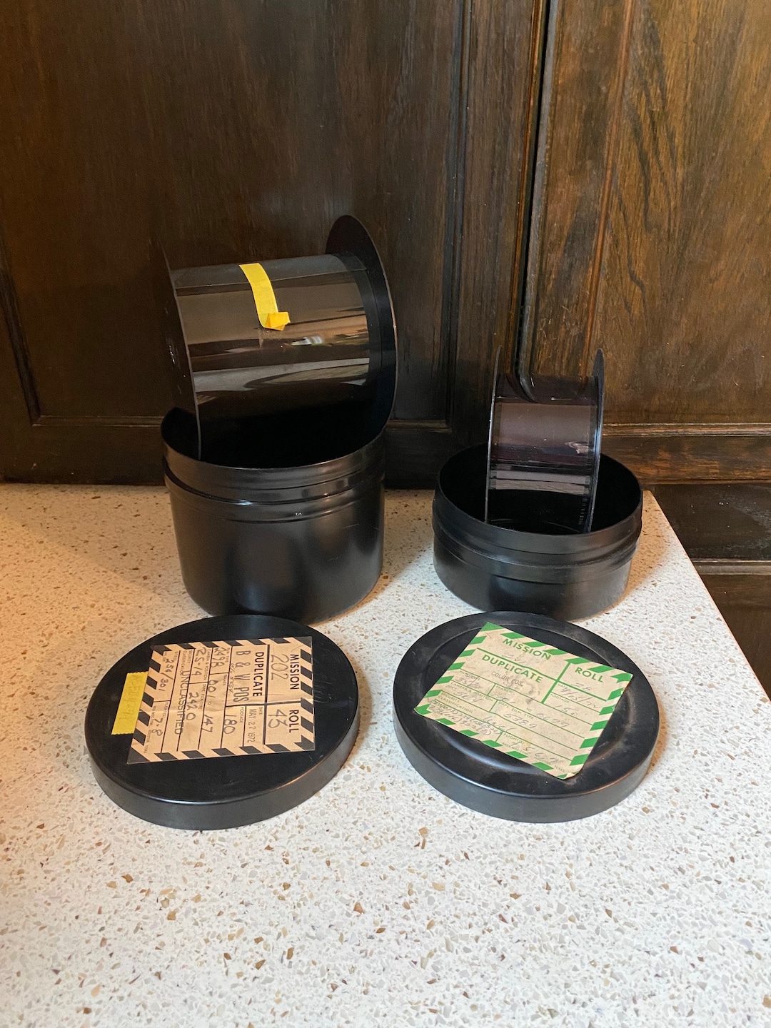 Black Plastic Film Canister. Old Film Storage Containers. Round Black ...