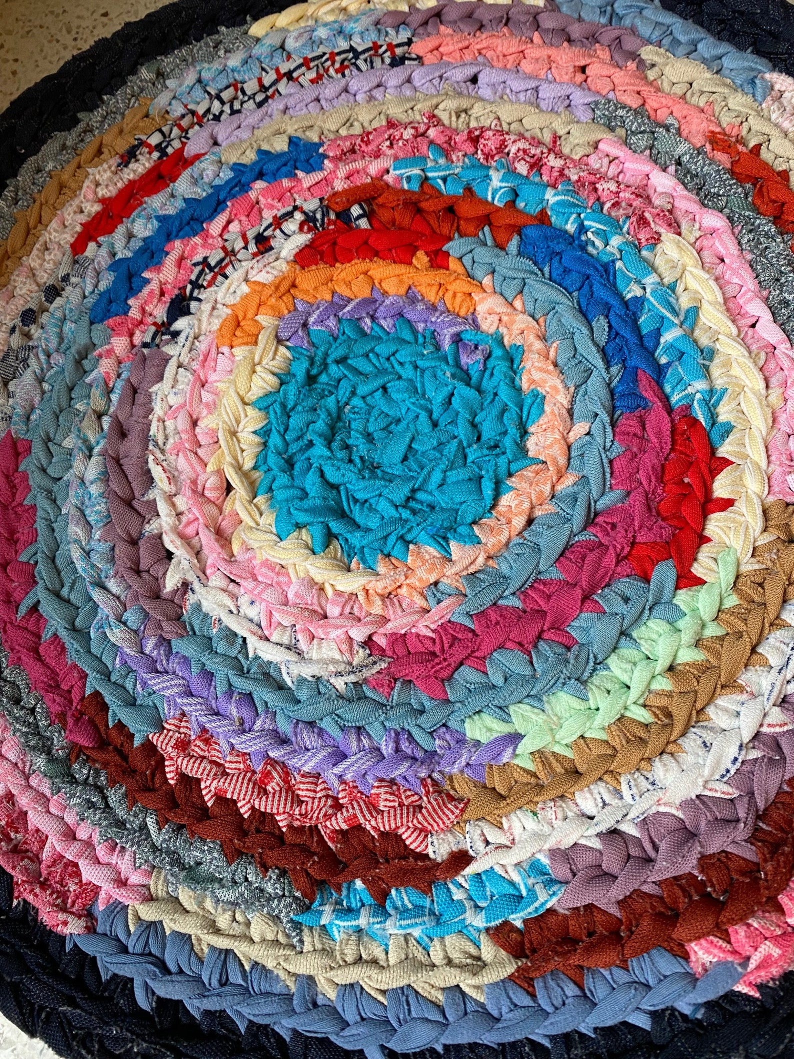 Colorful Rag Rug. Hand Crocheted Polyester Fabrics. 18 Inch - Etsy