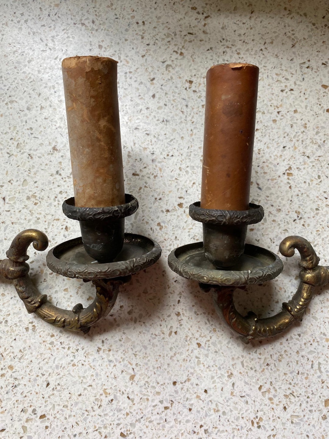 2 Brass Wall Sconces Parts. Antique Wall Sconces. Old Brass Wall Lamp ...