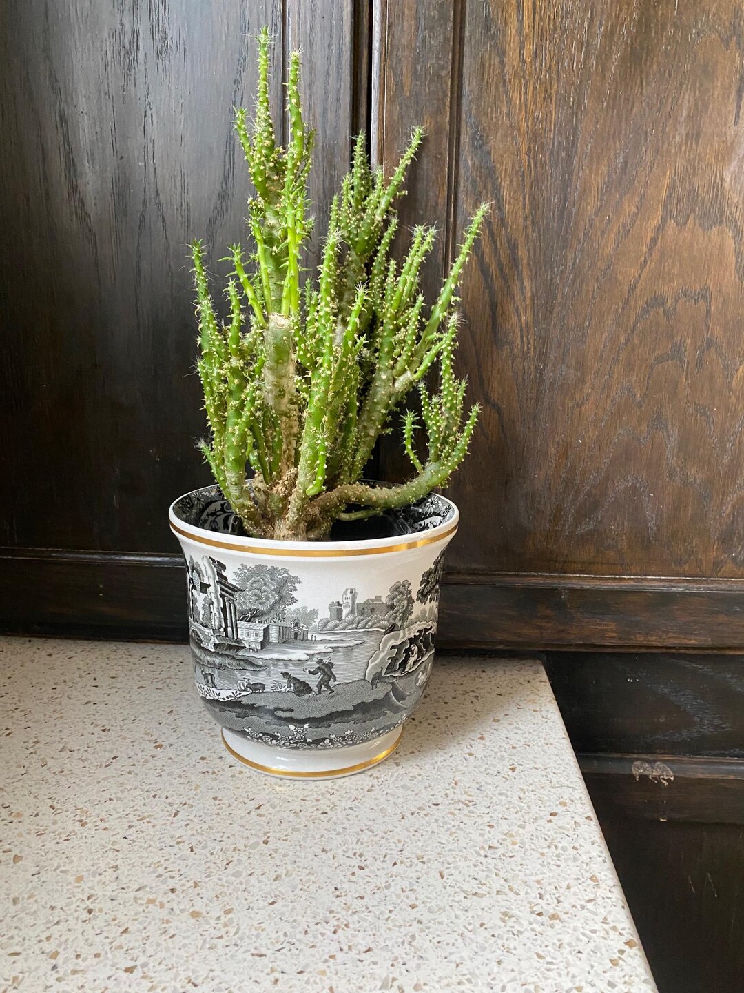 Black White Crock/planter. Spode's Italian Pastoral Scene Container ...