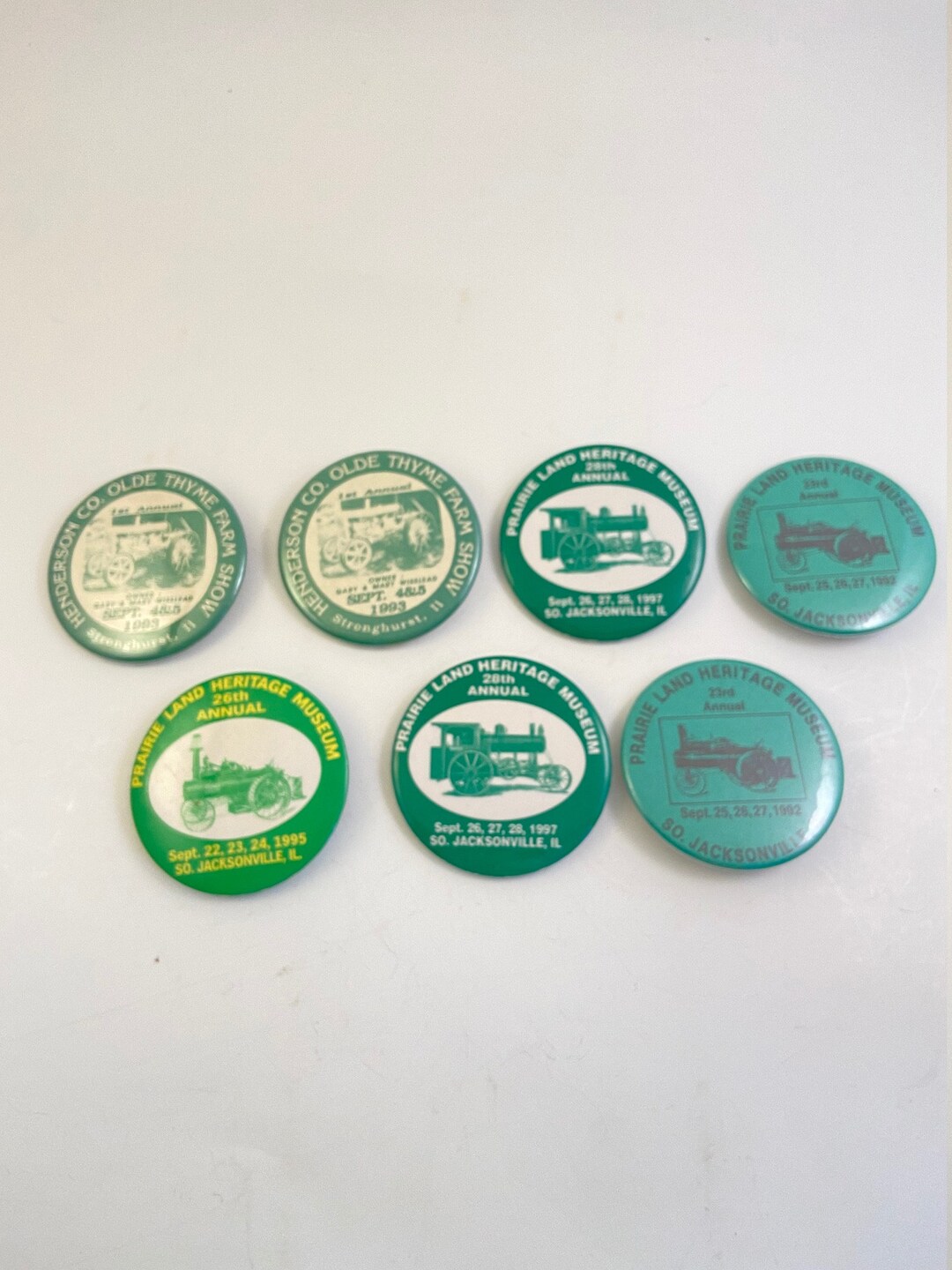 7 Green Tractor Buttons. Steam Gas Engine Farm Show Memorabilia. Rural ...