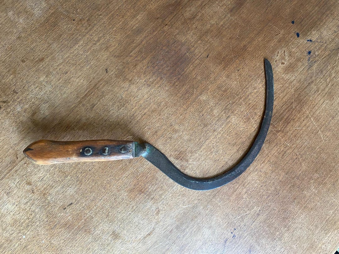 Iron Wood Sickle. Iron Farming Tool. Blacksmith 17 Inch Harvesting, Ag ...