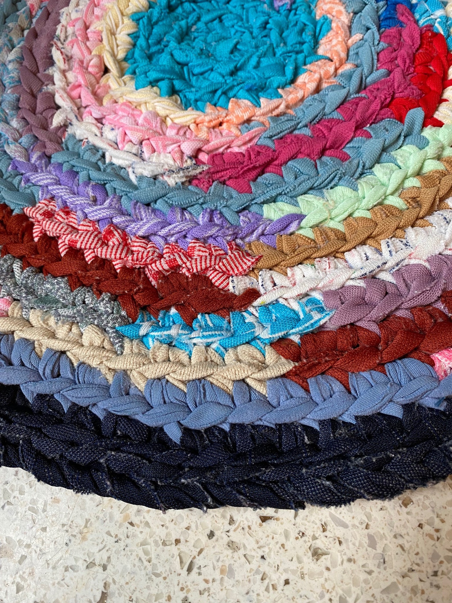 Colorful Rag Rug. Hand Crocheted Polyester Fabrics. 18 Inch - Etsy