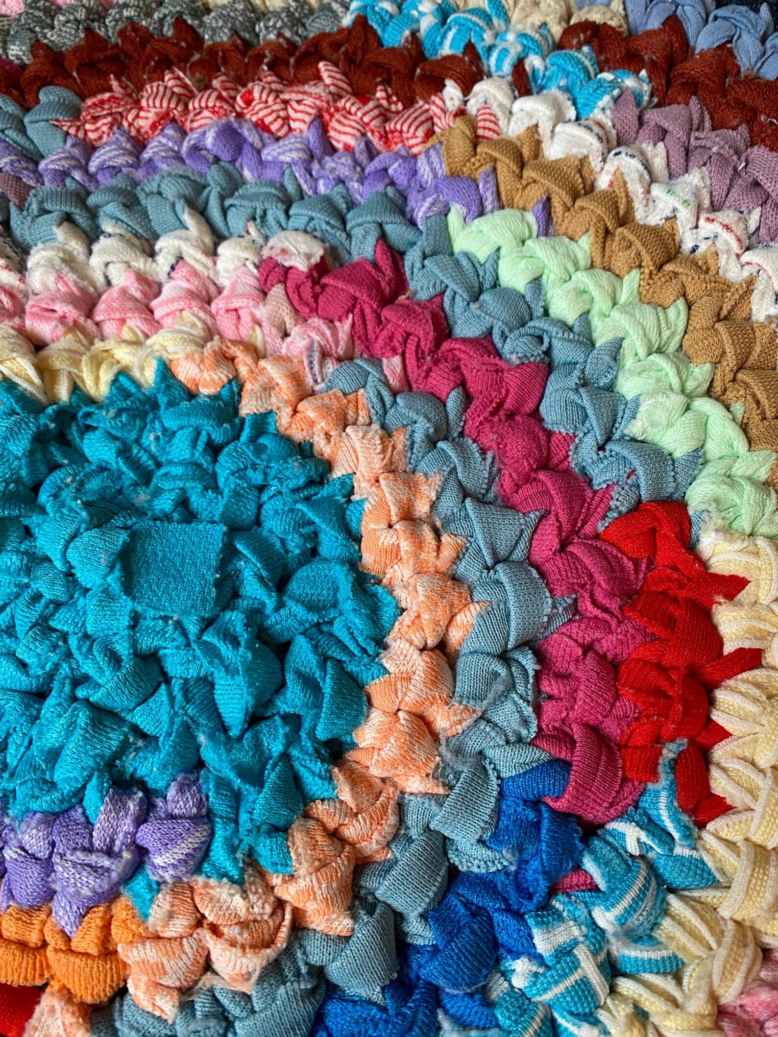 Colorful Rag Rug. Hand Crocheted Polyester Fabrics. 18 Inch - Etsy