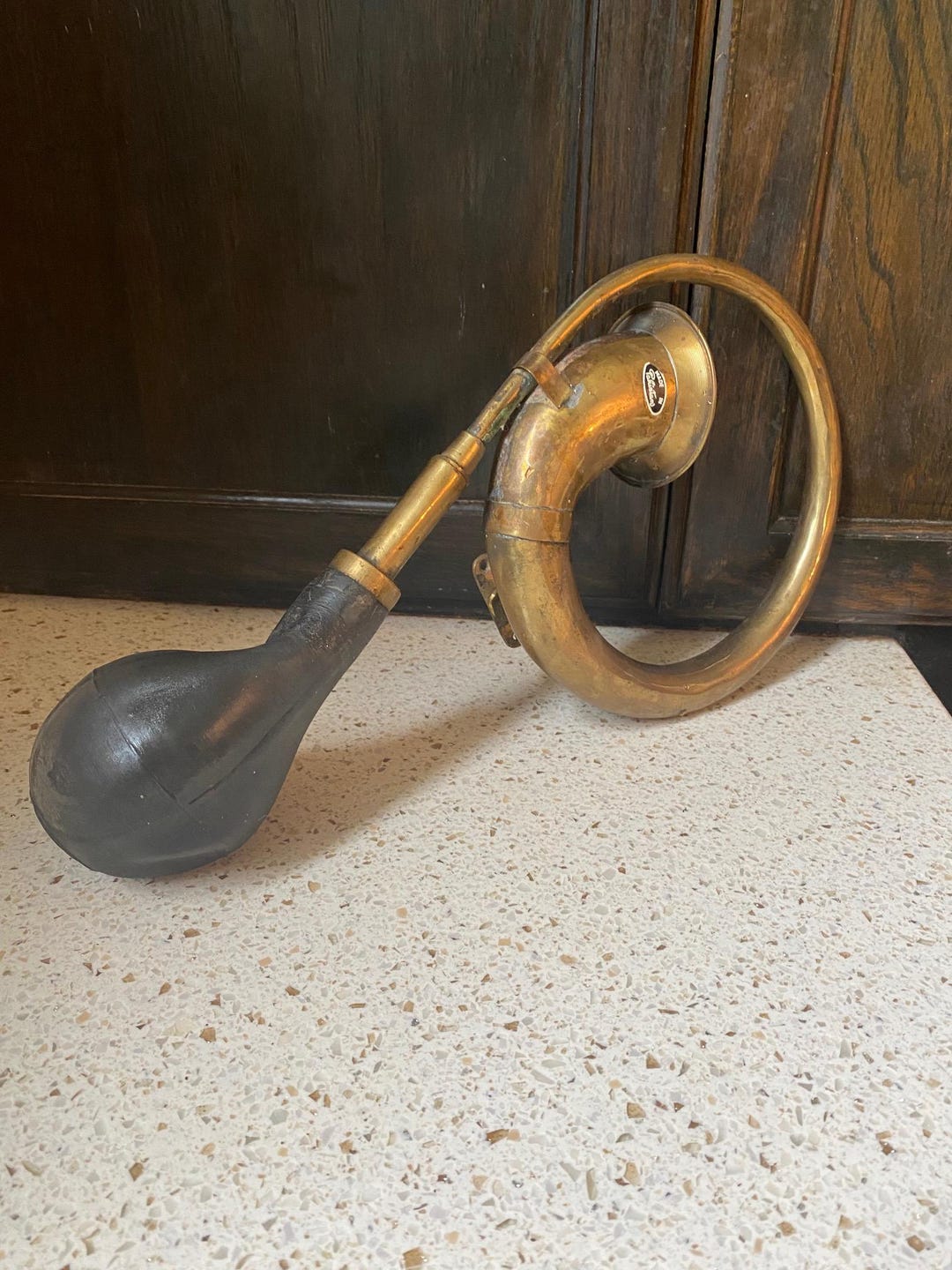 Brass Old Car Horn. Rubes Brass Car Horn. Antique Car Decor. Made in ...