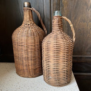 Large Demijohn Bottle. Wicker Wine Jug. 17 Inches Tall X 8.5 Inches ...
