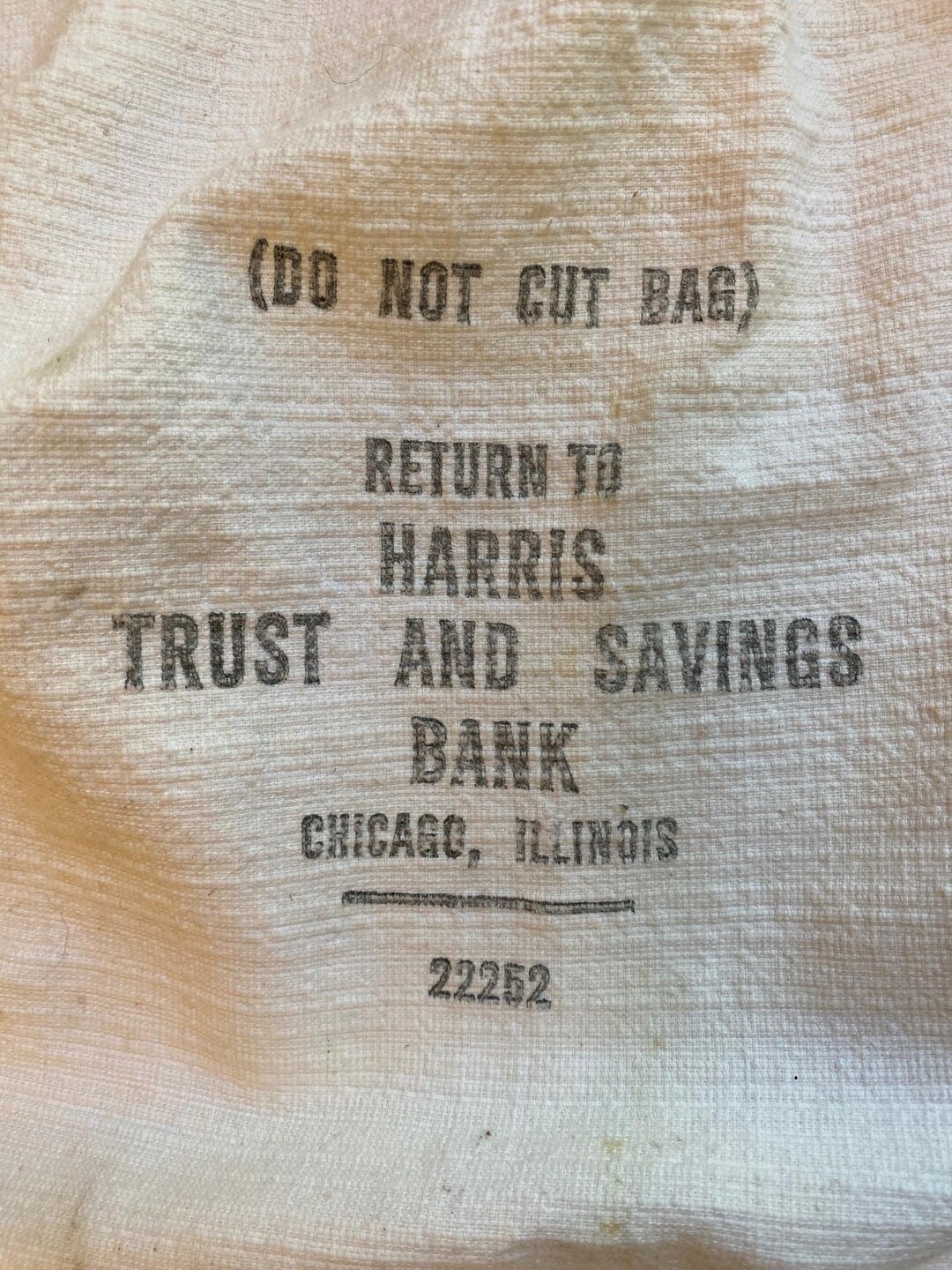 Chicago Bank Bag. Vintage Cloth Bank Bag. Harris Trust Savings Chicago ...
