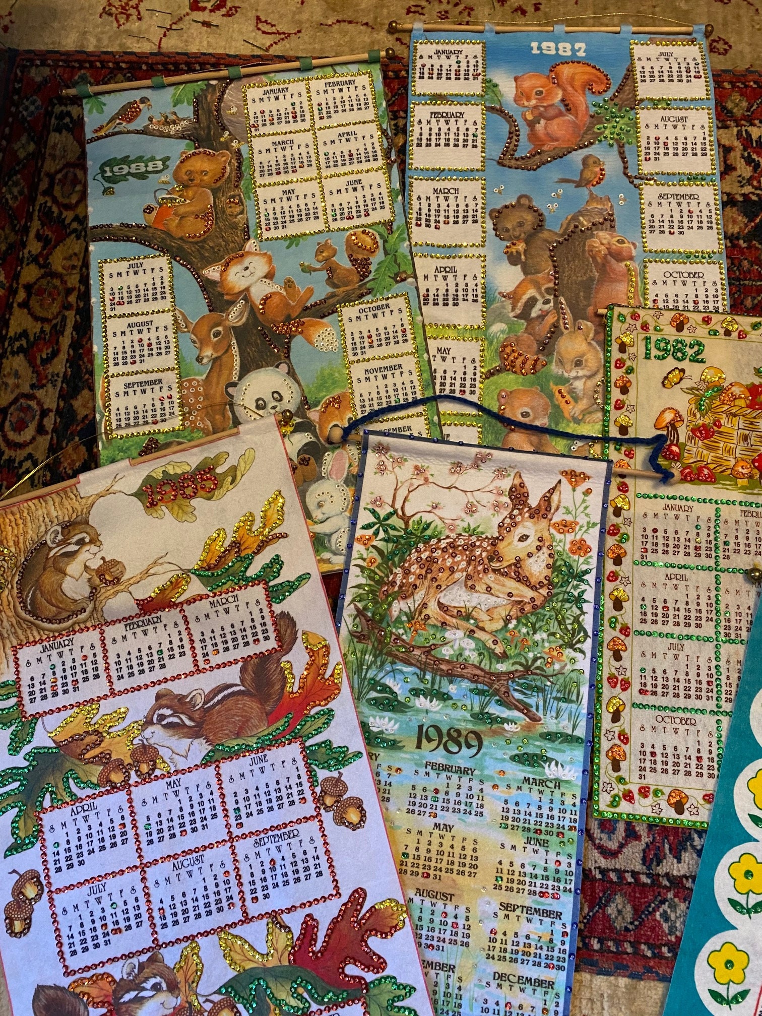 7 Lot Sequin Calendars. Finished Felt Birth Year Calendars. - Etsy