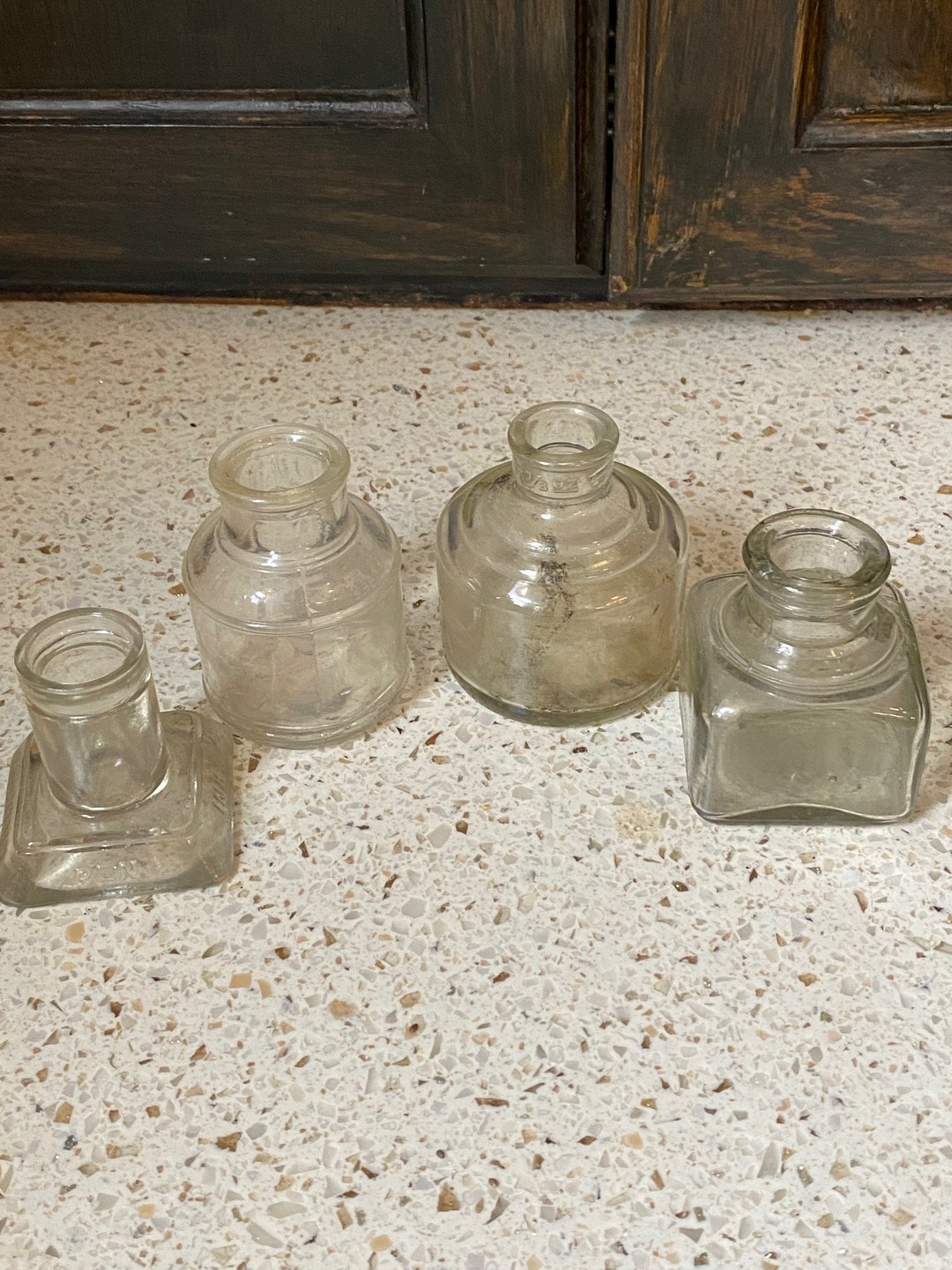 4 Old Ink Bottles. Sheaffer's Ink Bottle. Glass Fountain Pen Holder ...