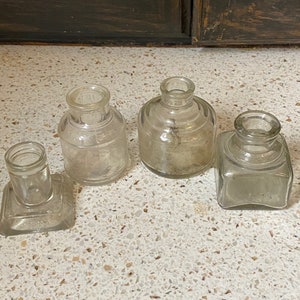 4 Old Ink Bottles. Sheaffer's Ink Bottle. Glass Fountain Pen Holder ...