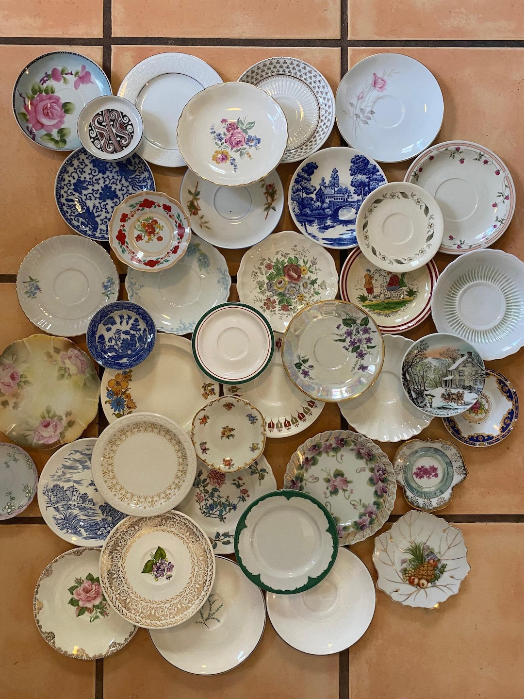 8 Mini/small/medium China Wall Plates. Mismatch Plates. Vintage Retro ...