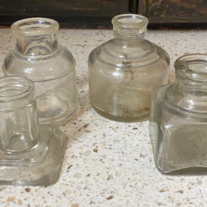 4 Old Ink Bottles. Sheaffer's Ink Bottle. Glass Fountain Pen Holder ...