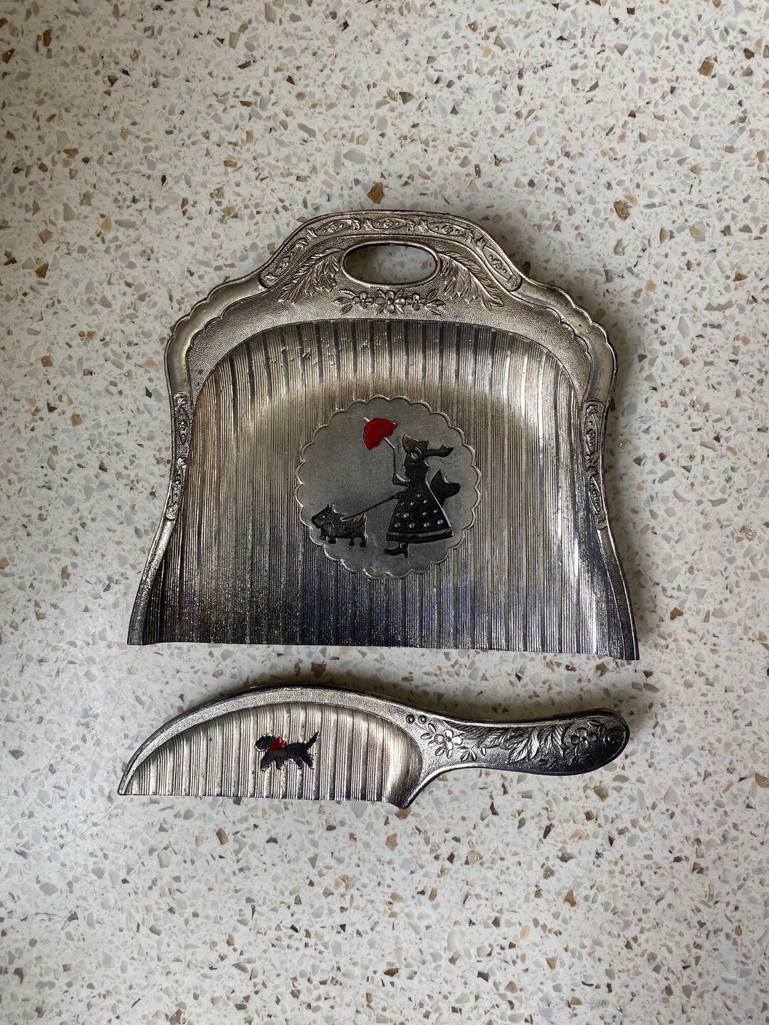 Table Crumb Tray/sweeper Set. Fancy Victorian Scottie Dog Table Decor ...