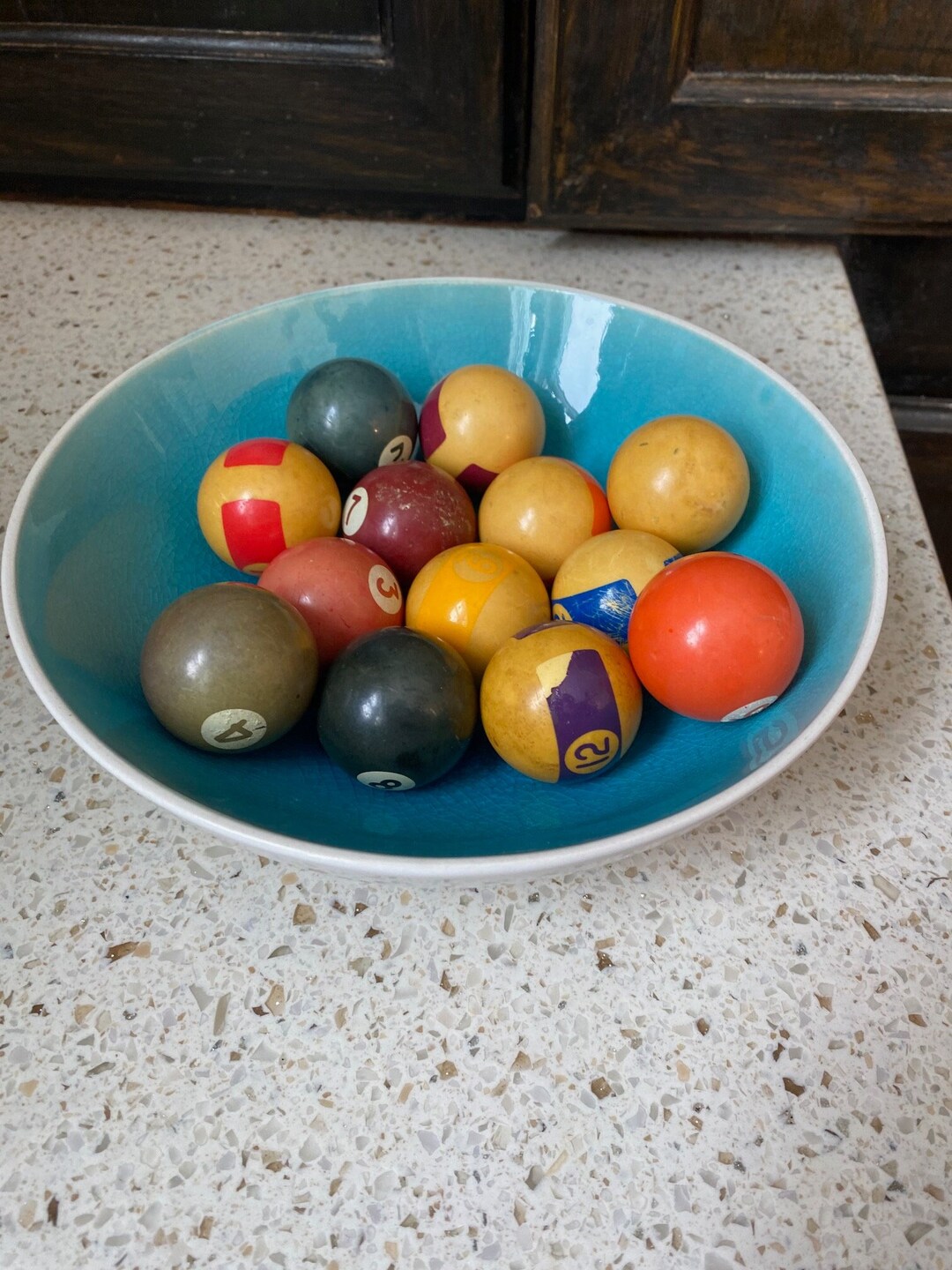 Small Pool Balls. Pool Table Balls. Small Worn Game Room Decor. Old ...