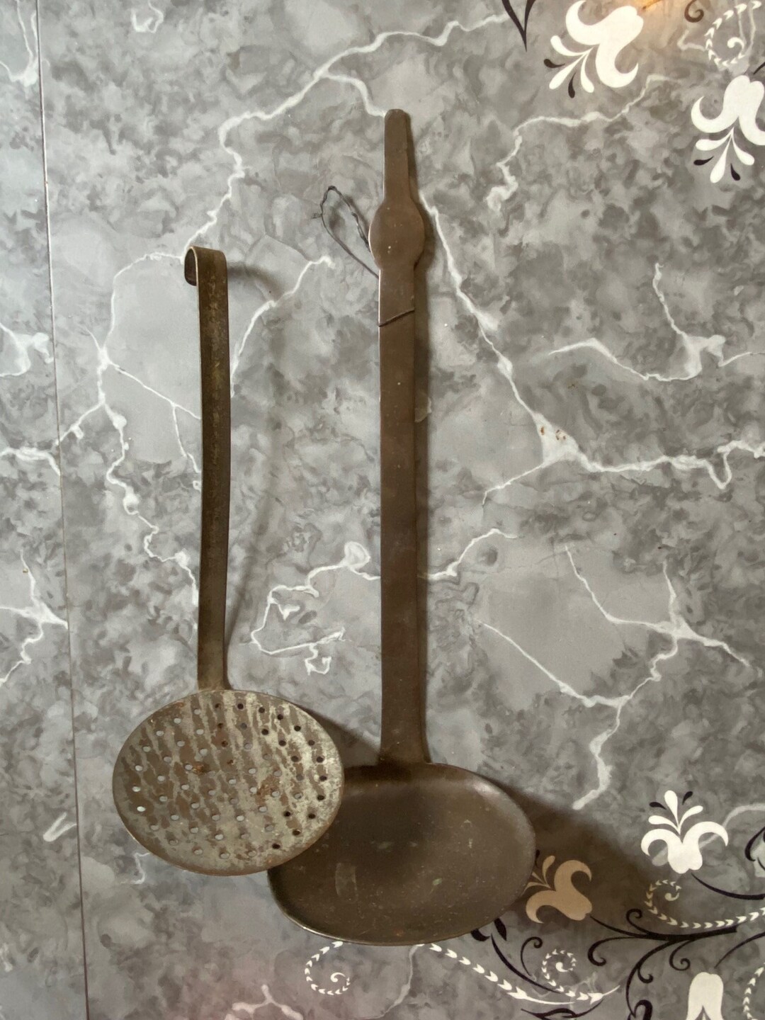 Antique Distressed Ladle or Slotted Spoon - Etsy