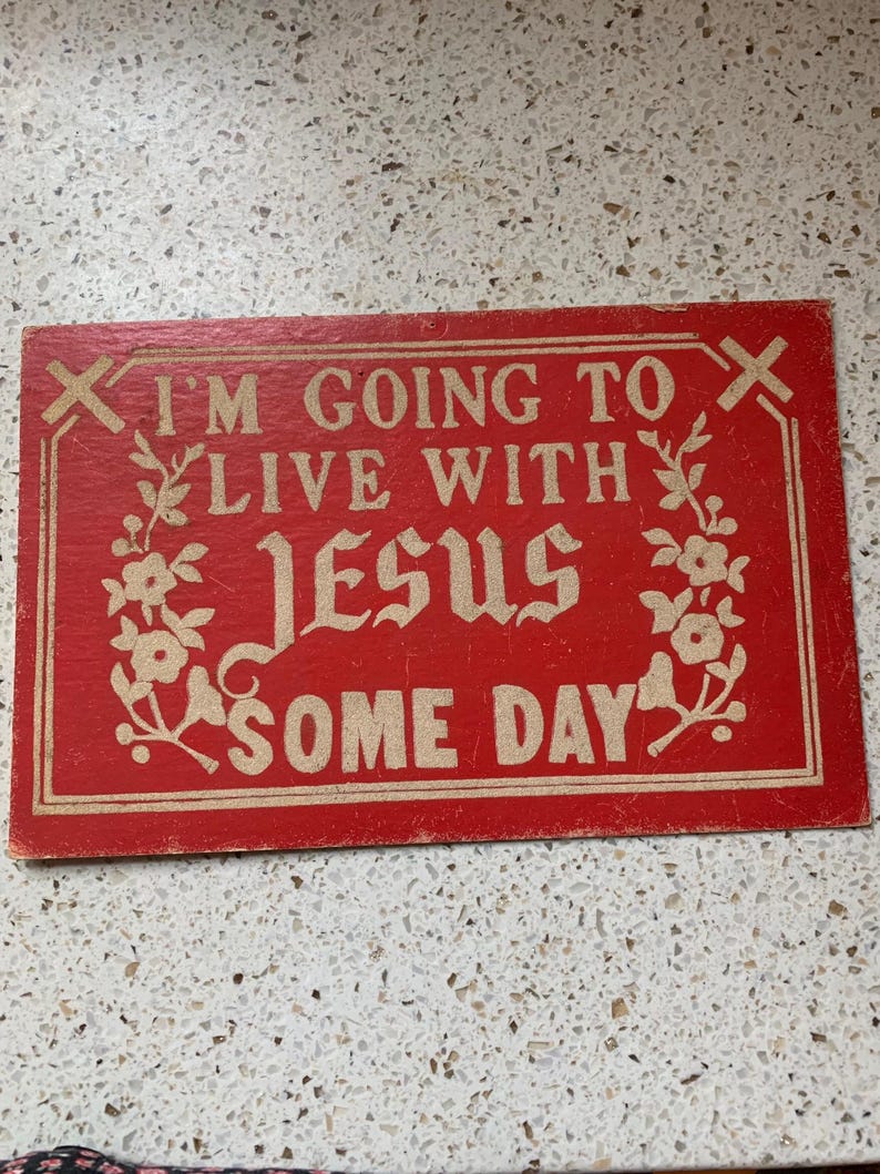 Kitschy Antique Religious Sign. Church/sunday School/florist/funeral ...