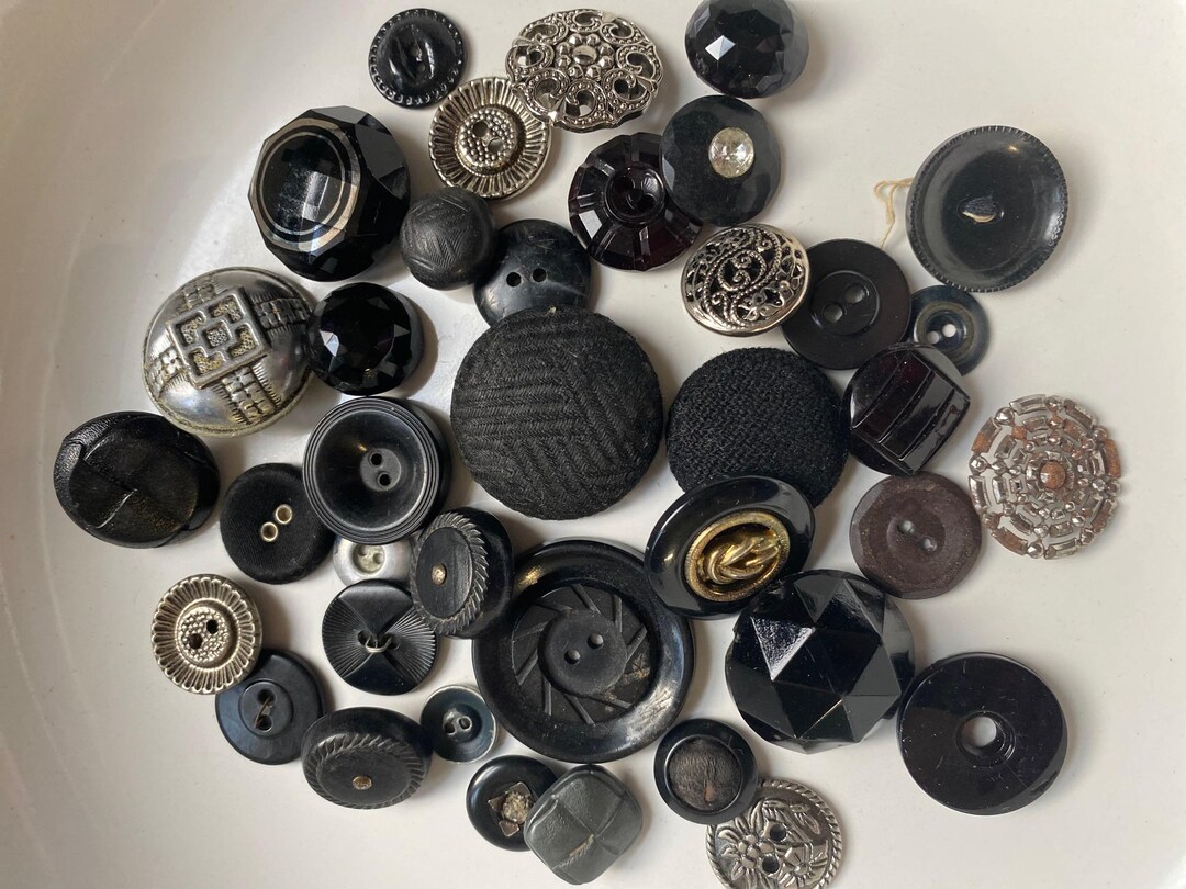 Unusual Black Buttons. Vintage Black/silver Buttons. Sizes, Styles ...