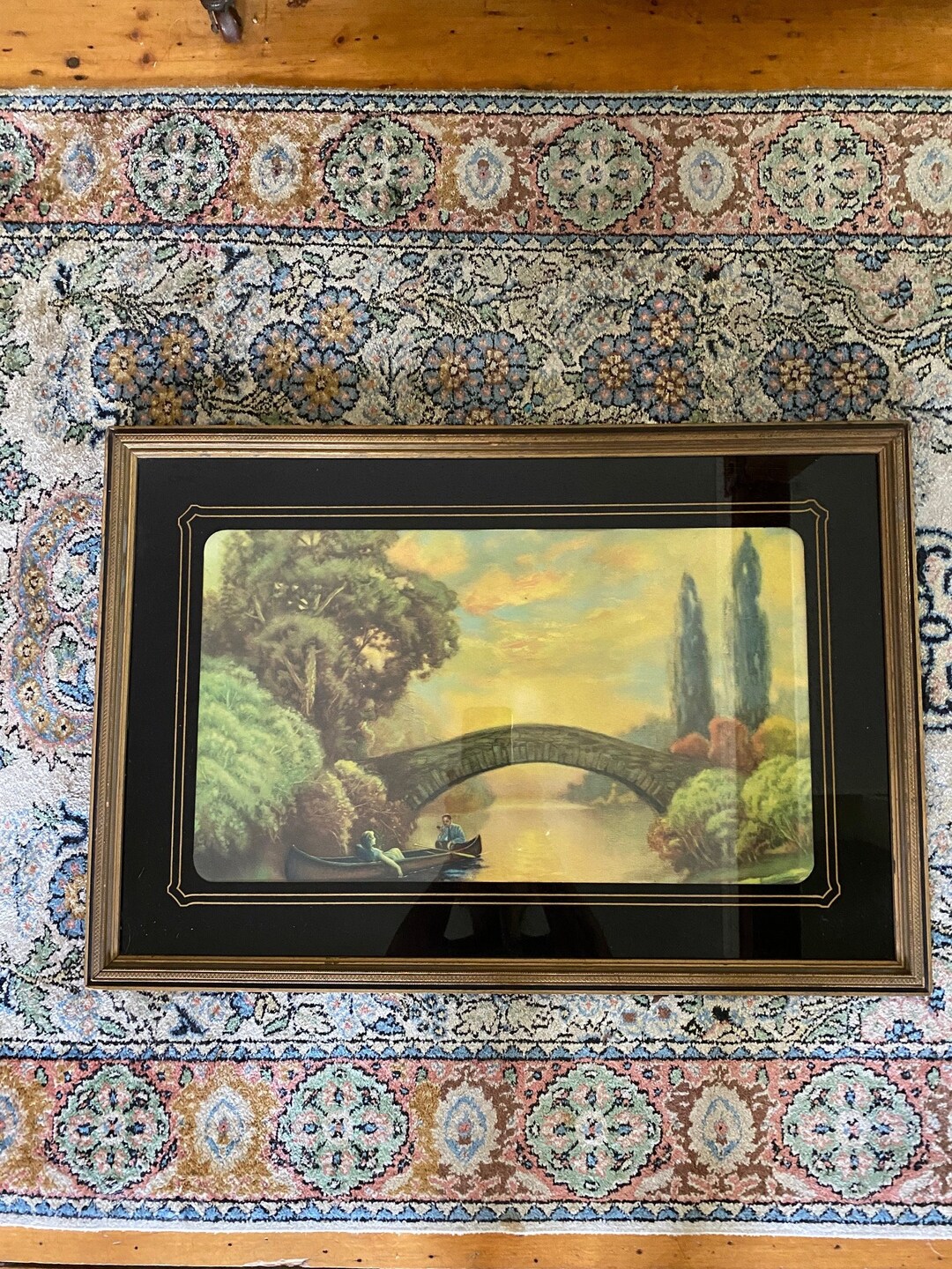 Large Romantic Artwork. Victorian Romantic Framed Art. Couple Boat ...