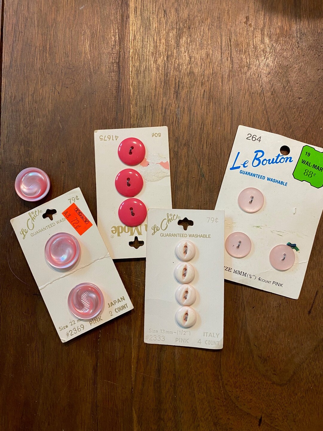 Vintage Pink Buttons. Plastic Decorative Buttons. Large Pink Buttons ...